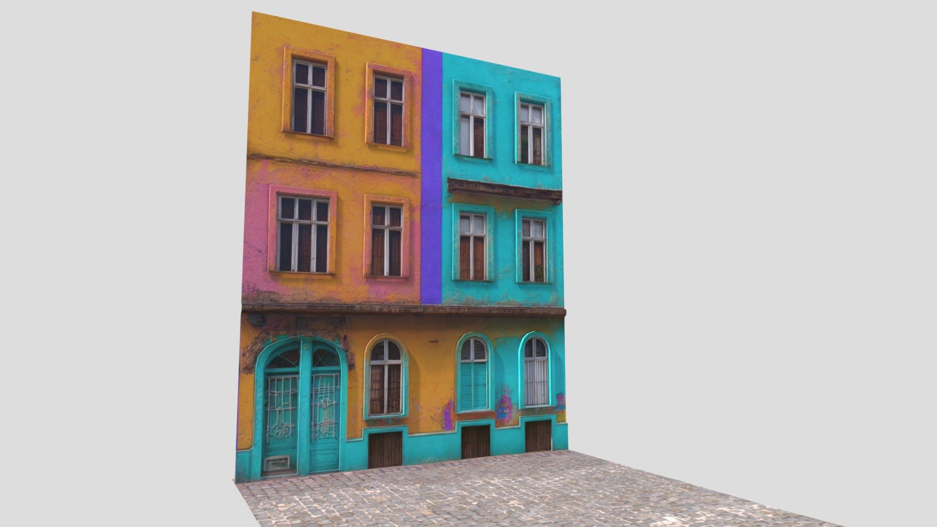 Colourful house facade - Download Free 3D model by Getbreadsticks ...