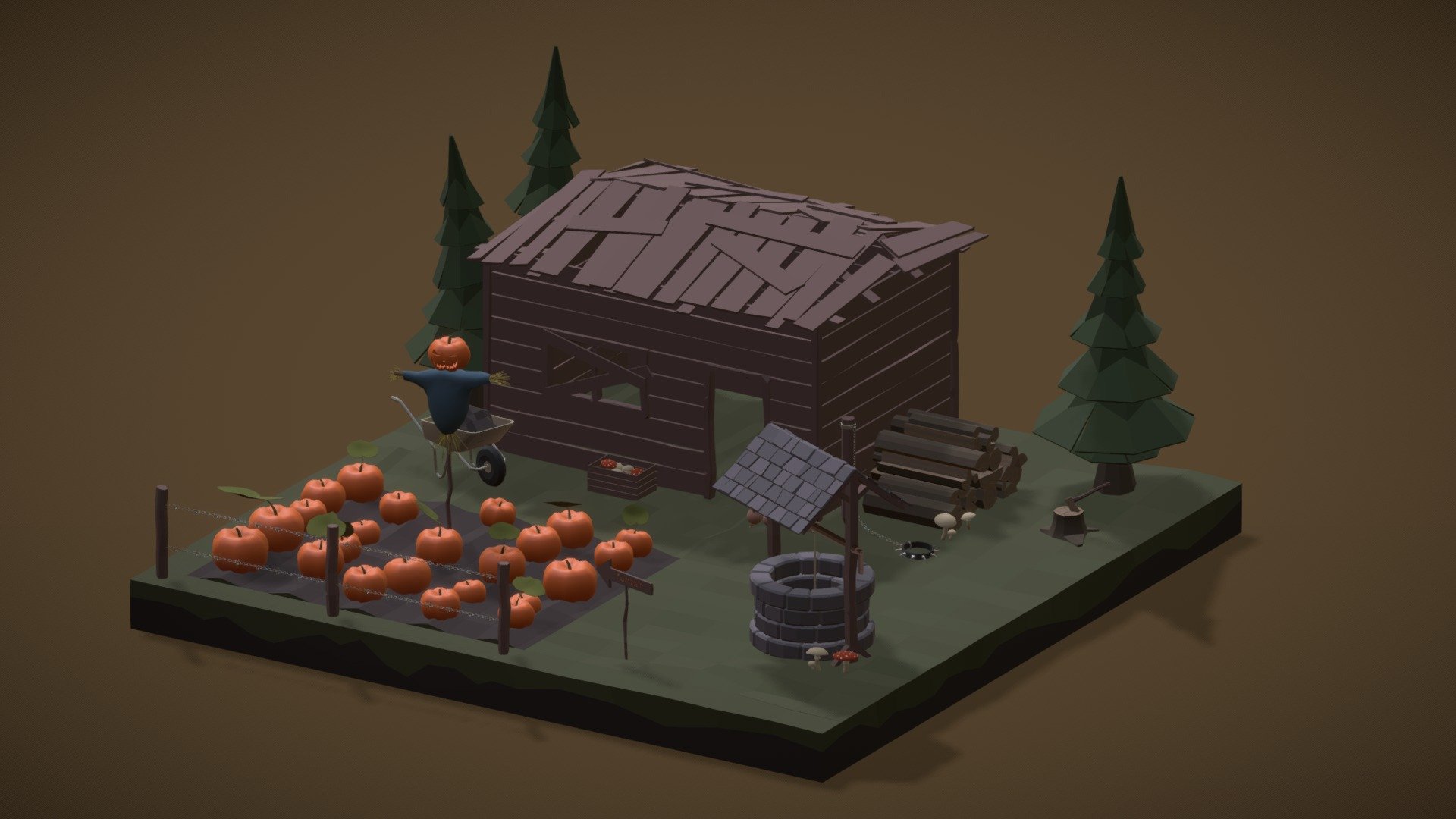 Pumpkin field - Buy Royalty Free 3D model by ApprenticeRaccoon [6bf337c ...