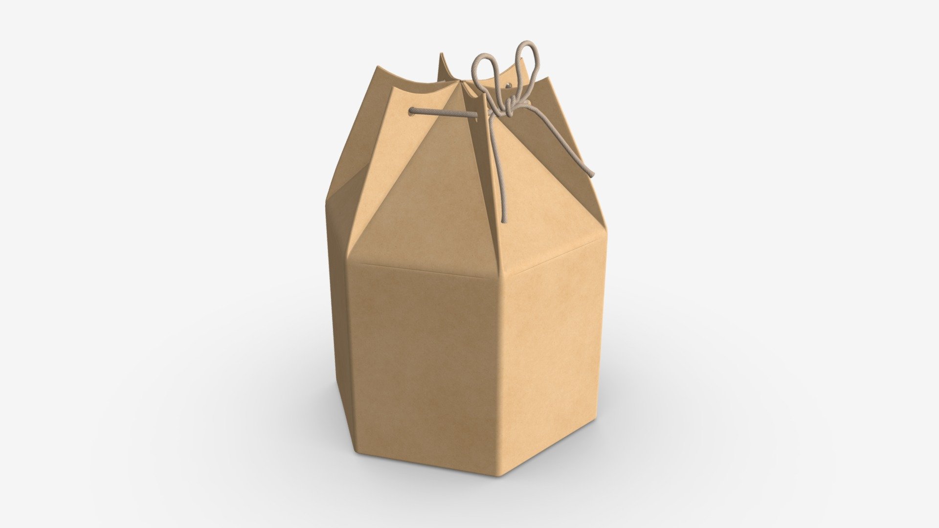 Hexagonal cardboard box with cord - Buy Royalty Free 3D model by ...