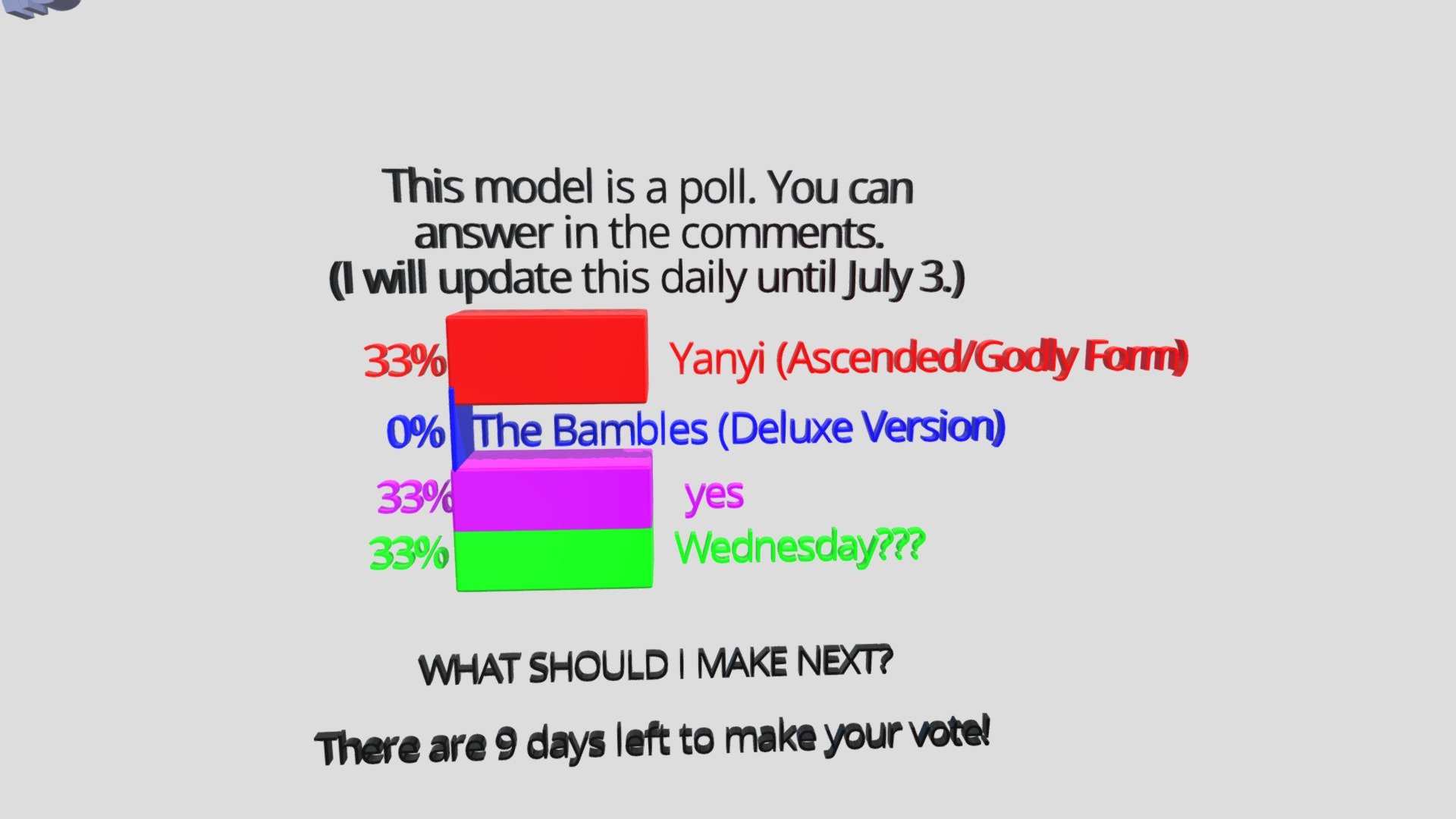 Poll (Day 3) - Download Free 3D model by meggy_rulz [6c18f0a] - Sketchfab