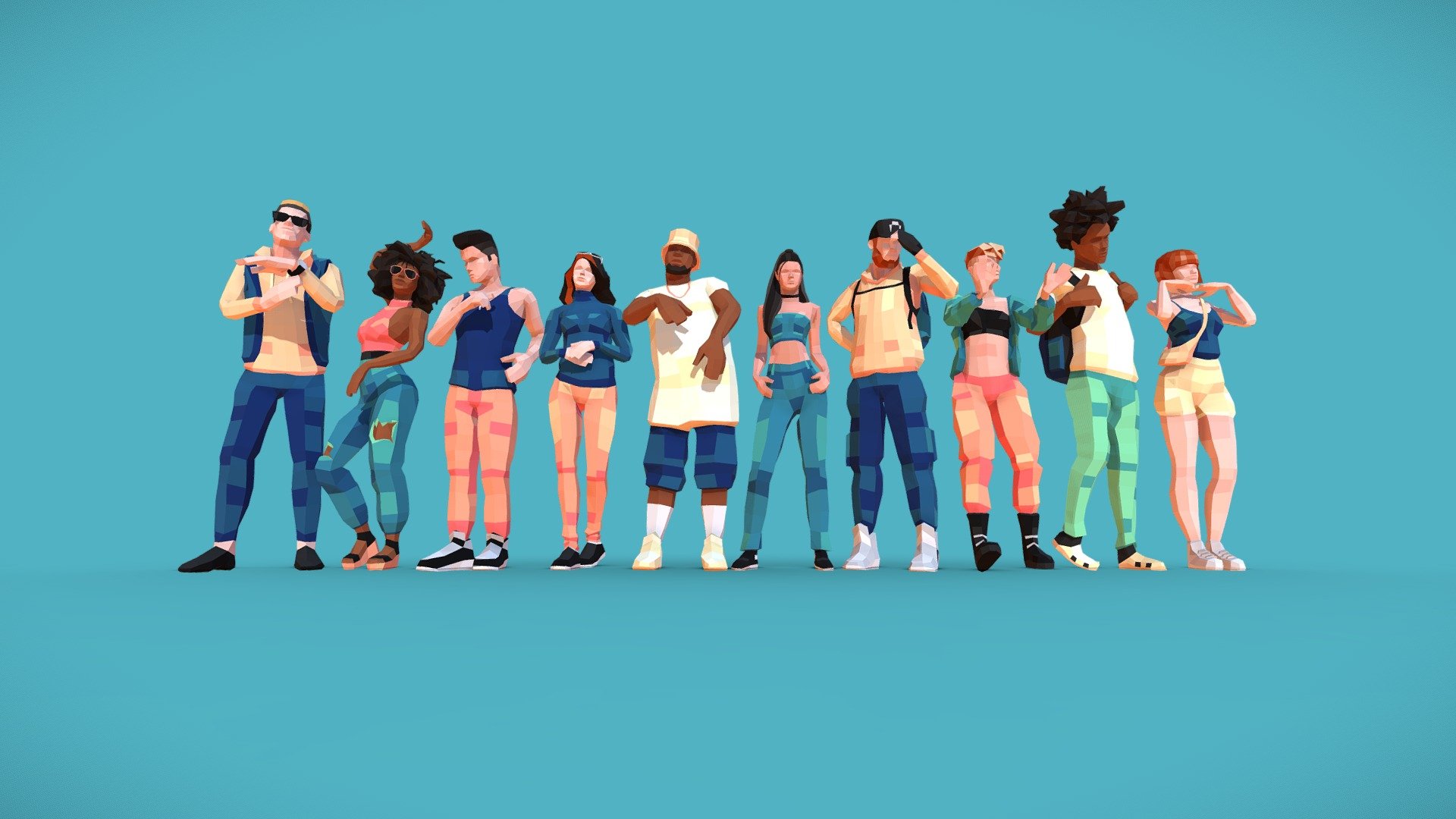 Young Adults Low Poly 3D Characters Pack - Buy Royalty Free 3D model by ...