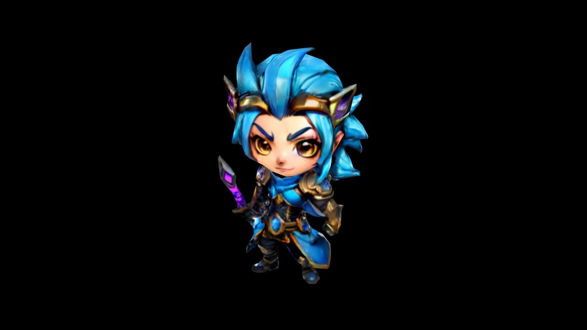 Anime-style character with blue spiky hair and g - Download Free 3D ...