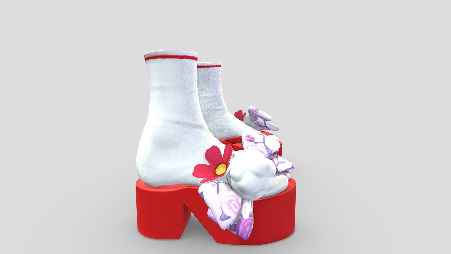 Female Geta Platform Sandals Clogs With Socks - Buy Royalty Free 3D ...