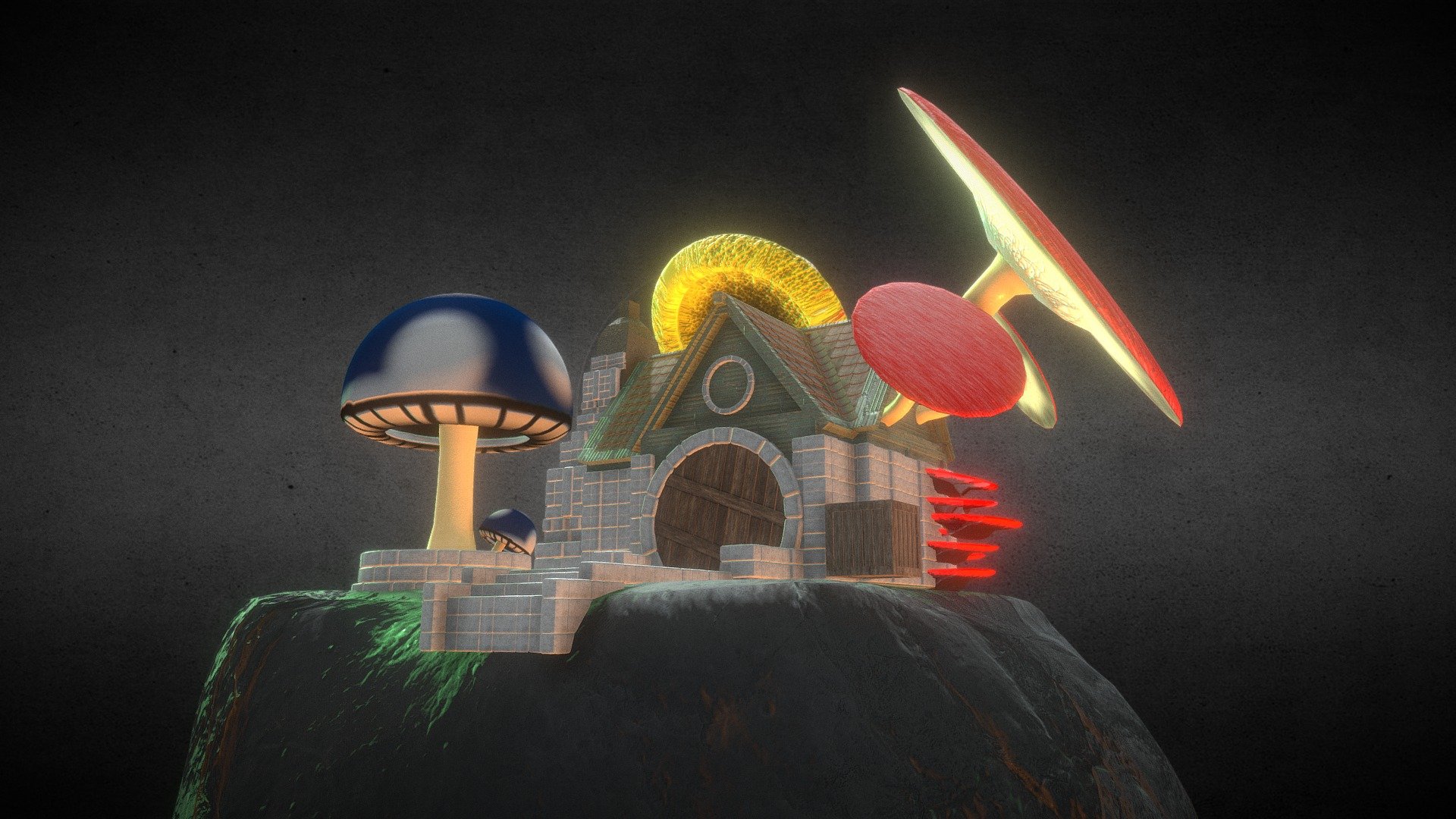 Mushroom House Island - Download Free 3D model by IzzitofGrizzit ...