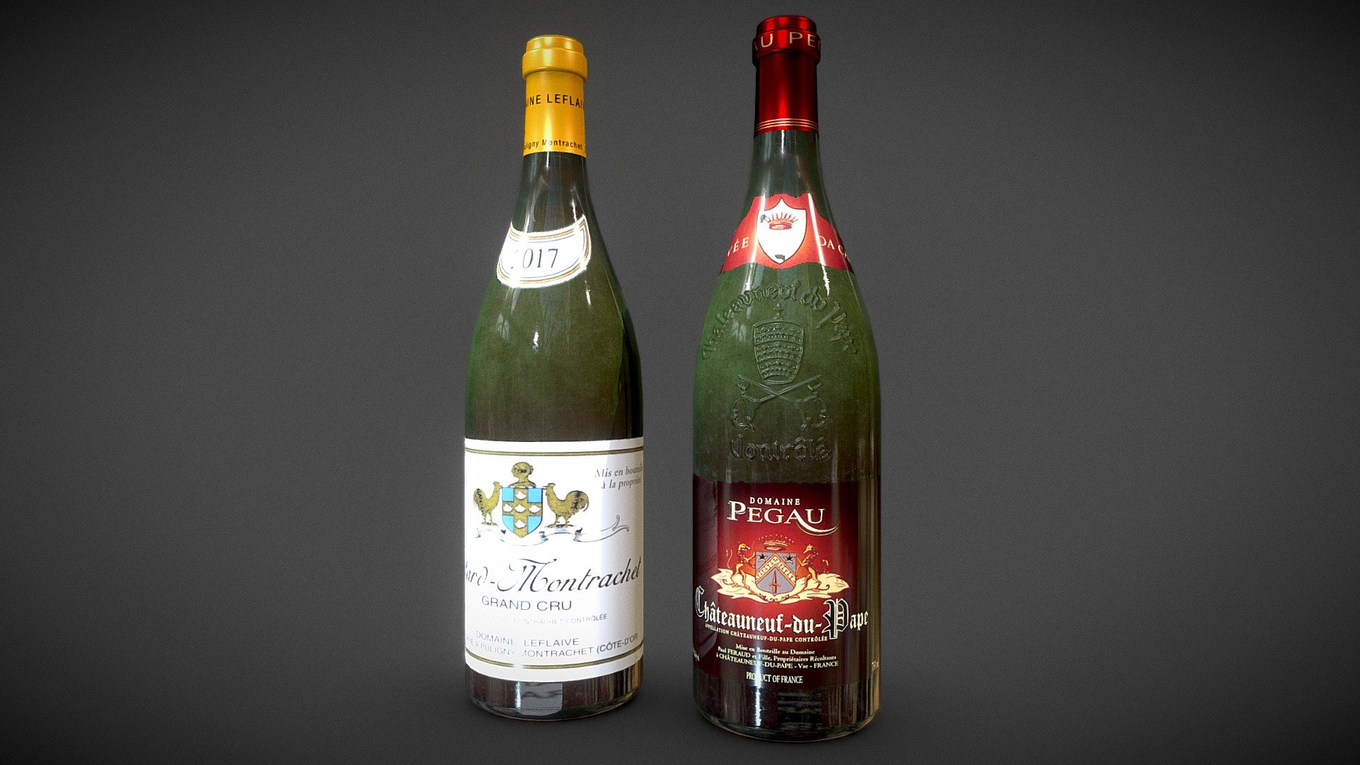 Bourgogne/CDP Wine Bottles _easy to change label - Buy Royalty Free 3D ...
