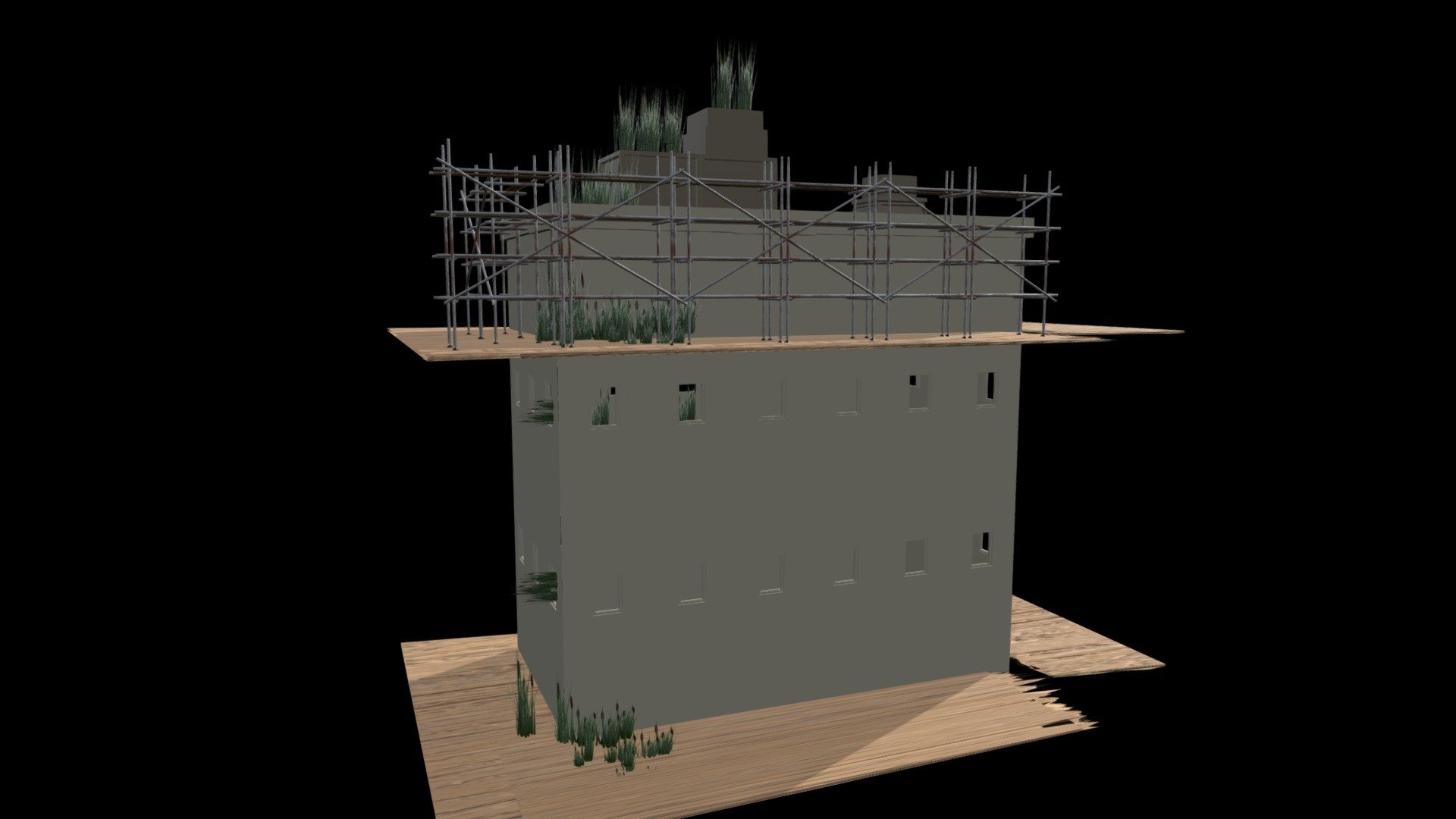 building with scaffolding - 3D model by emilybonnett [6ca0c07] - Sketchfab