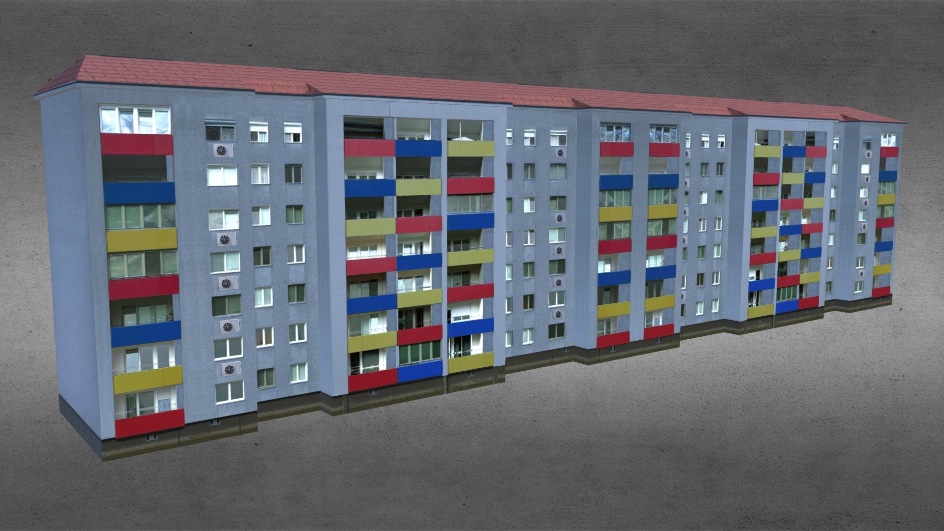 ColorBlock 8 with Air-Conditioner - Low Poly - Buy Royalty Free 3D ...