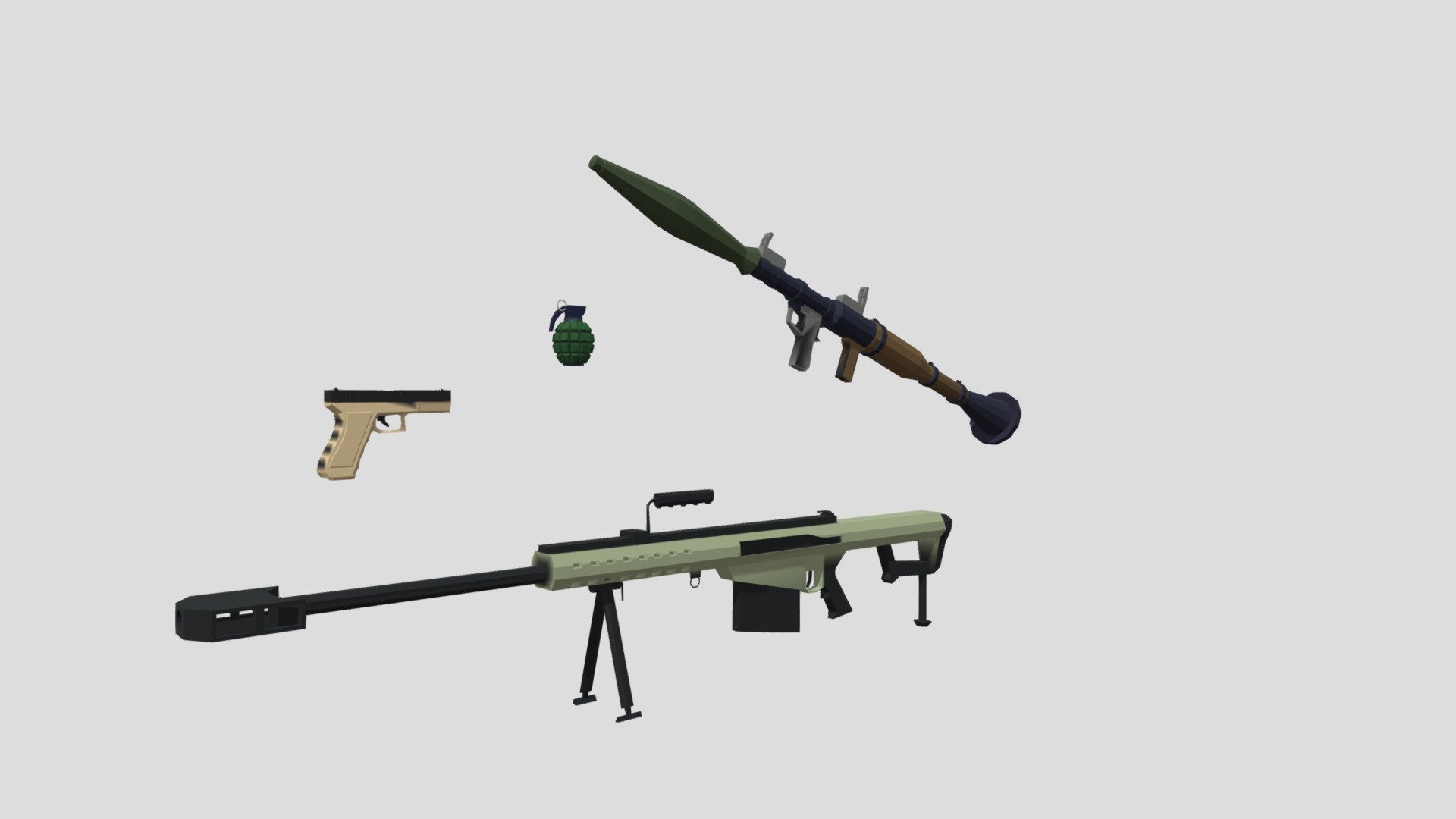 Low Poly Weapon Pack Game Ready Free 3D model - Download Free 3D model ...