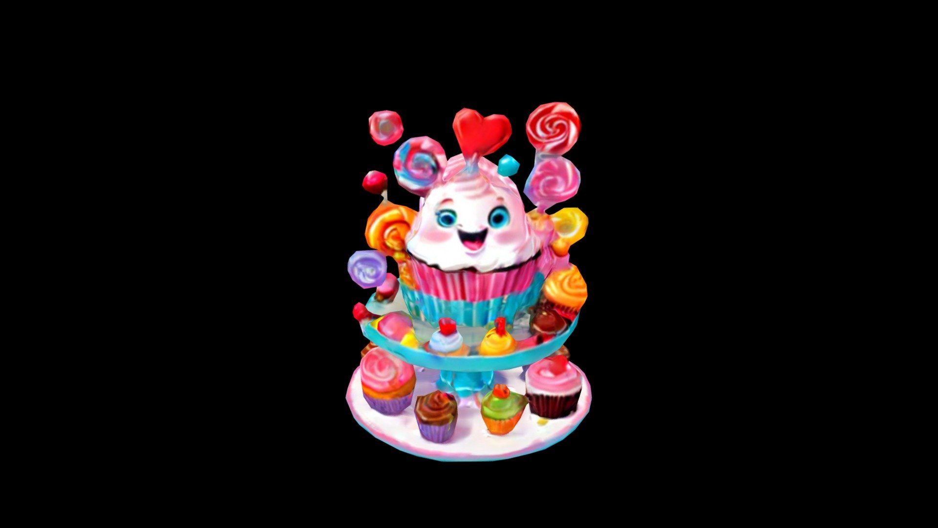 Cupcake Art A Smiling Cupcake with a Cluster of - Download Free 3D ...