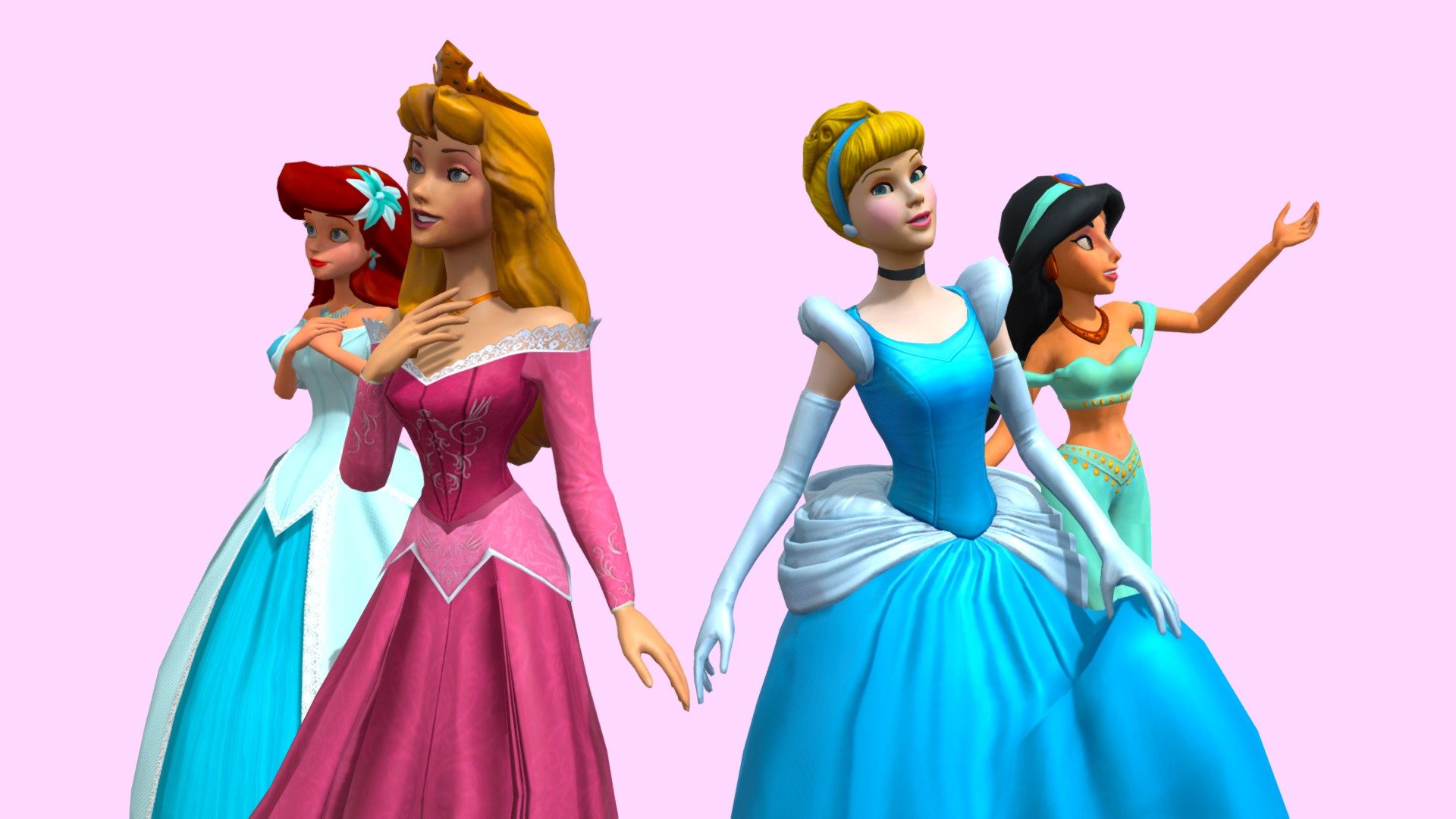 Ariel, Aurora, Cinderella And Jasmine - 3D model by 𝕋𝕙𝕖 𝔼𝕧𝕖𝕟𝕚𝕟𝕘 𝕊𝕥𝕒𝕣 ...