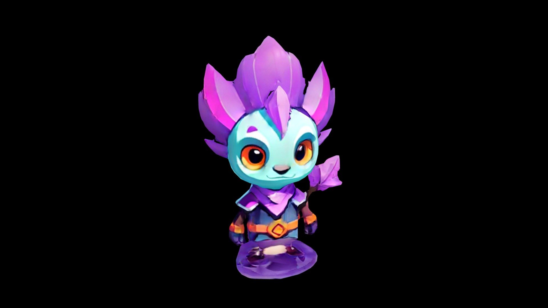 A cartoon-style character with purple and blue s - Download Free 3D ...