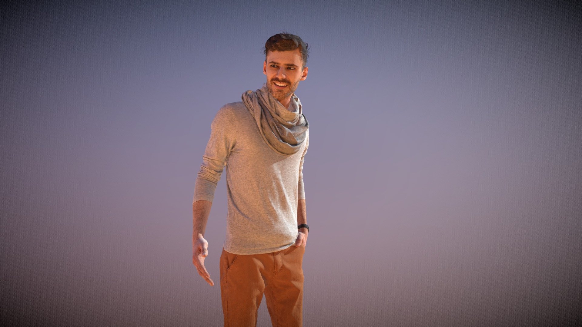 Casual Man Posture Standing Holding Partner - Buy Royalty Free 3D model ...