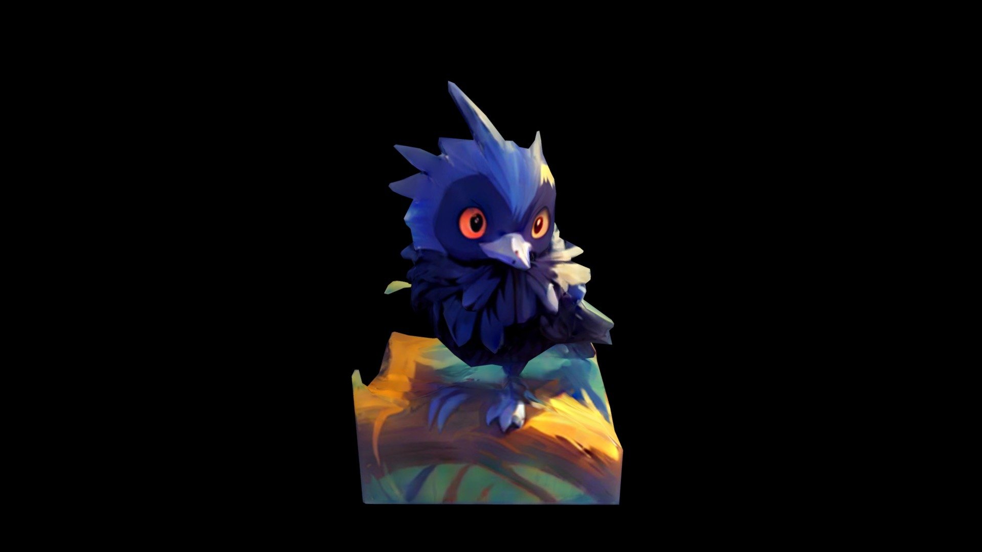 A black bird with blue feather tufts and orange - Download Free 3D ...