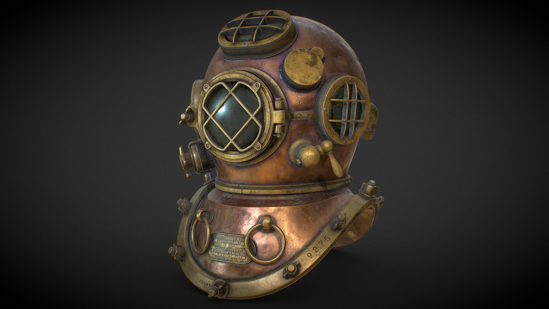 Diving Helmet Mark V Navy US - Buy Royalty Free 3D model by Romain Le ...