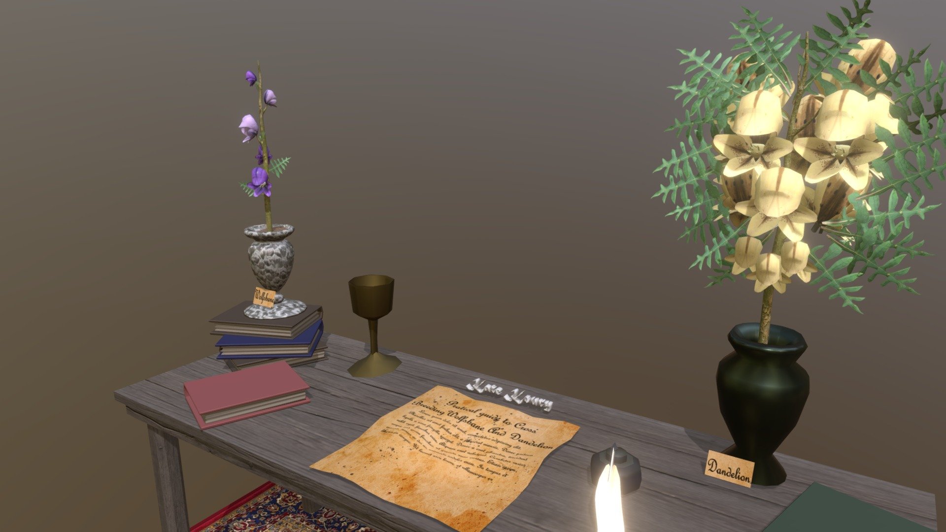 Witch's Desk with a Dandelion - Download Free 3D model by Kate Koury ...