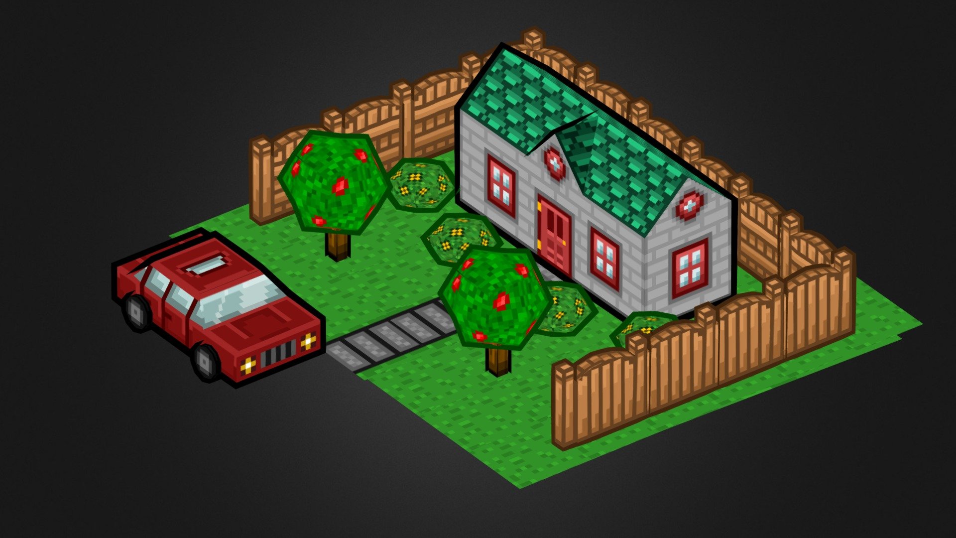 Pixel House - 3D model by jamesmarshall [6d10291] - Sketchfab