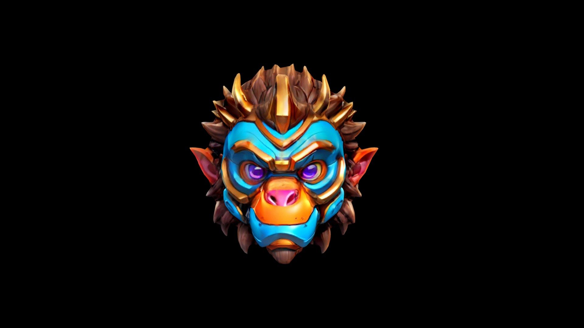 A colorful illustration of a monkeys head with i - Download Free 3D ...