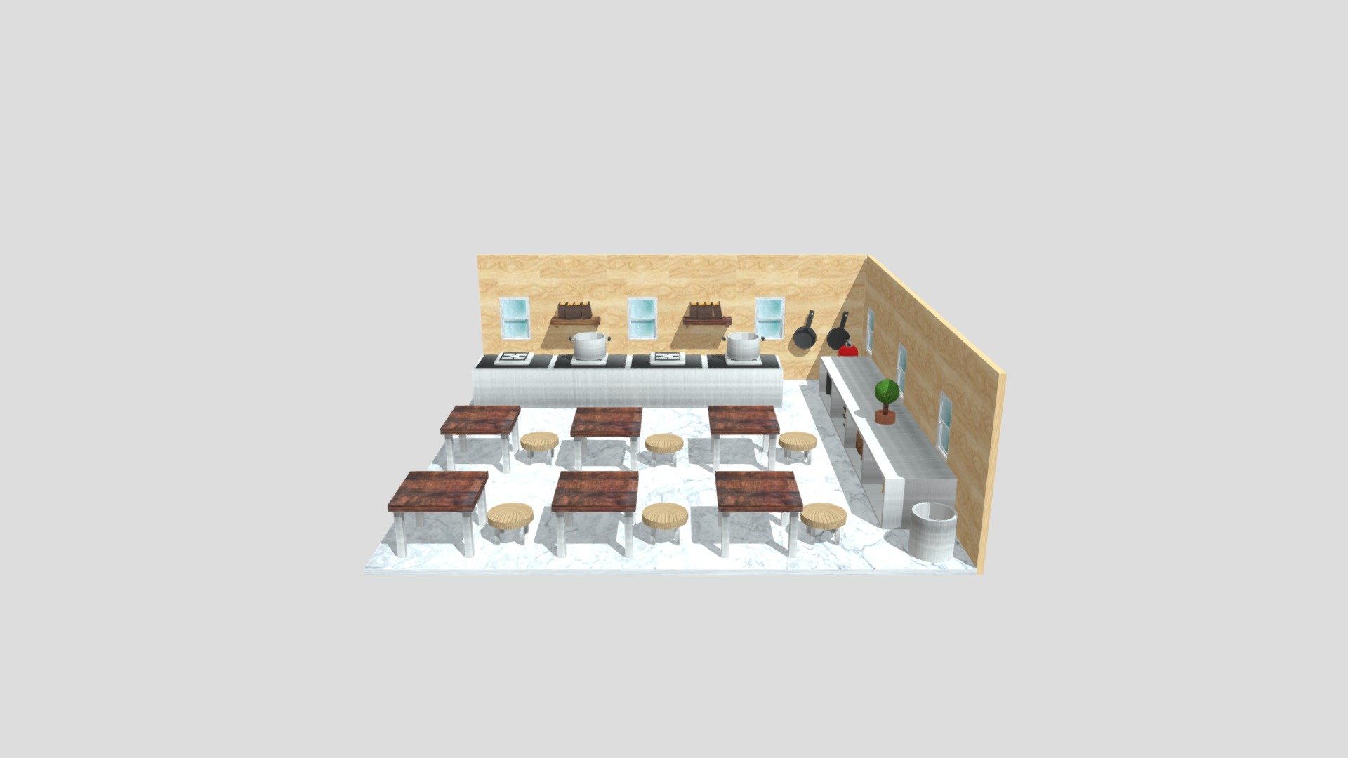Restaurant - Download Free 3D model by specteruwu [6d15d1b] - Sketchfab