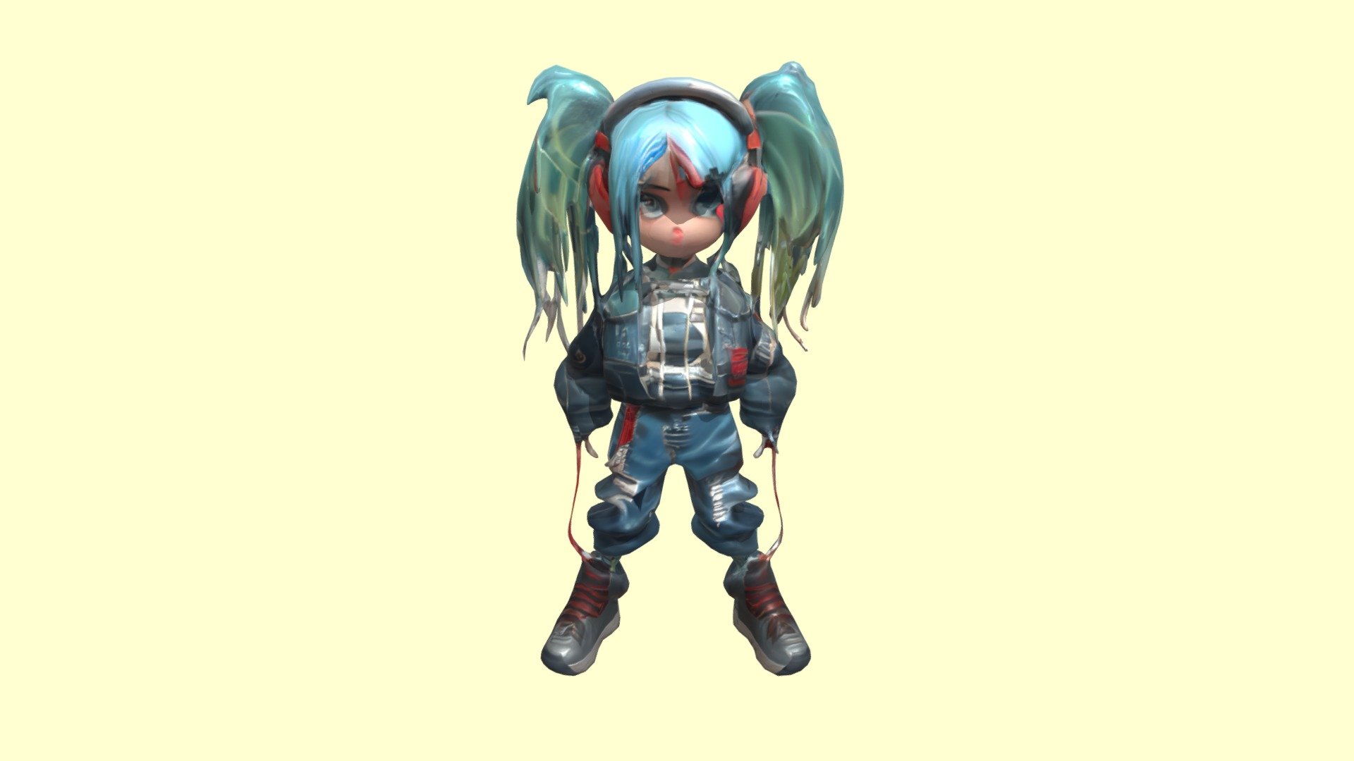 Punk-styled animated character with colorful ha - 3D model by J.Hartwig ...