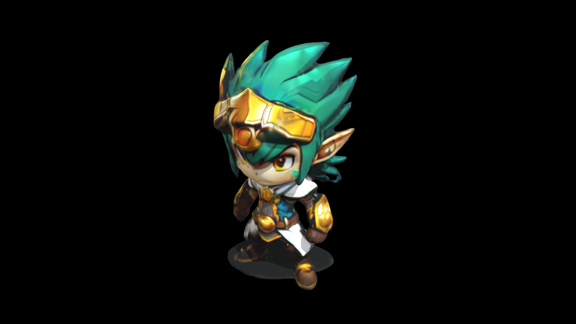 a cartoon character with green hair and gold - Download Free 3D model ...