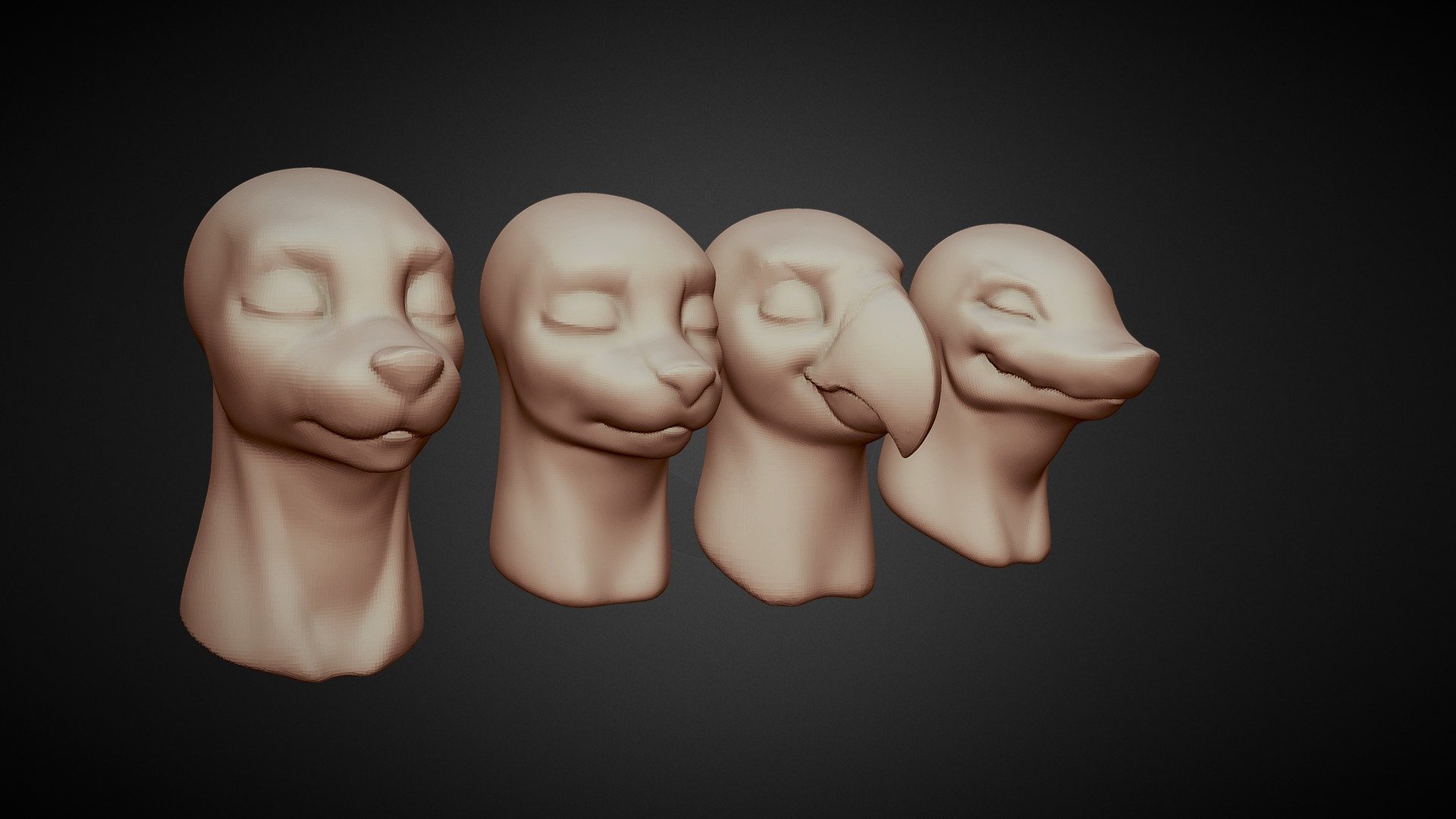 Different species speed sculpt face practice - 3D model by SLaD (@sladdoska) [6d33018] - Sketchfab