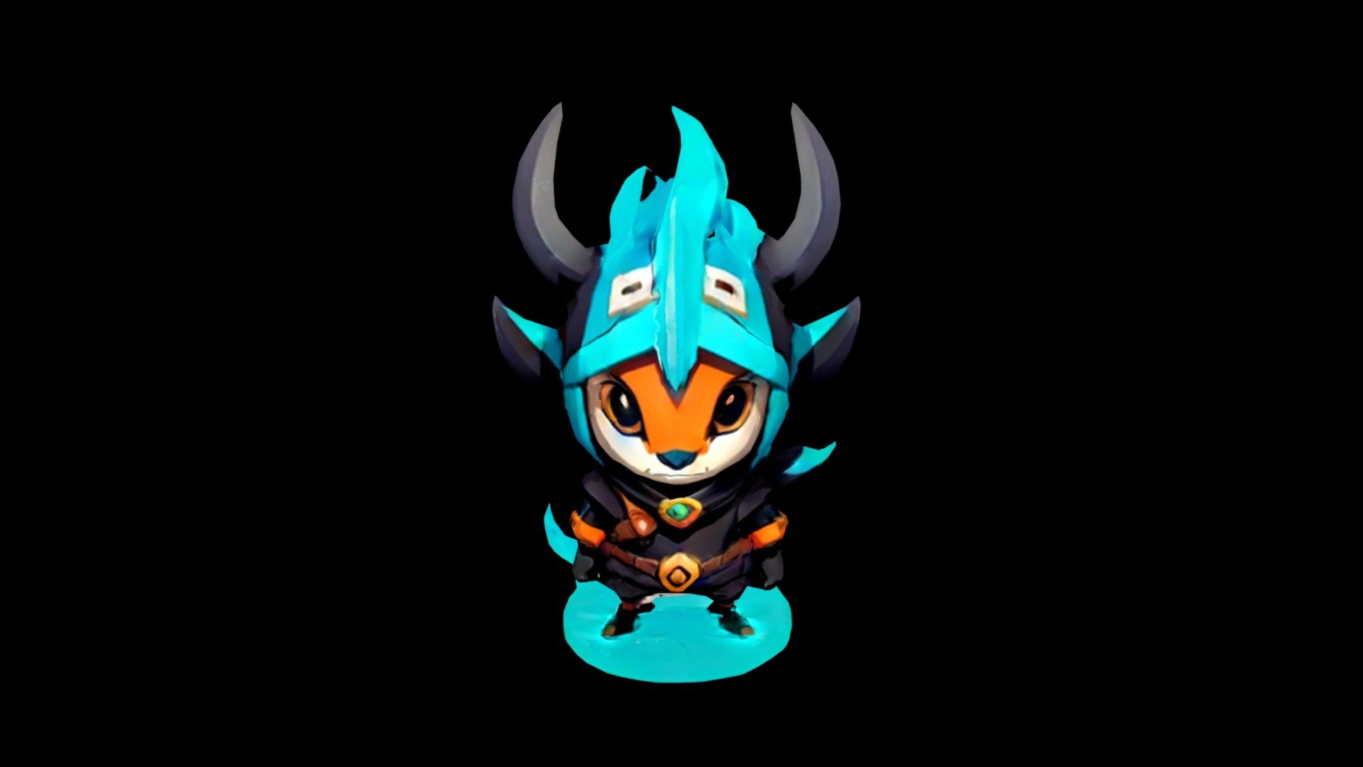 A cute animal wearing a blue helmet with horns, - Download Free 3D ...