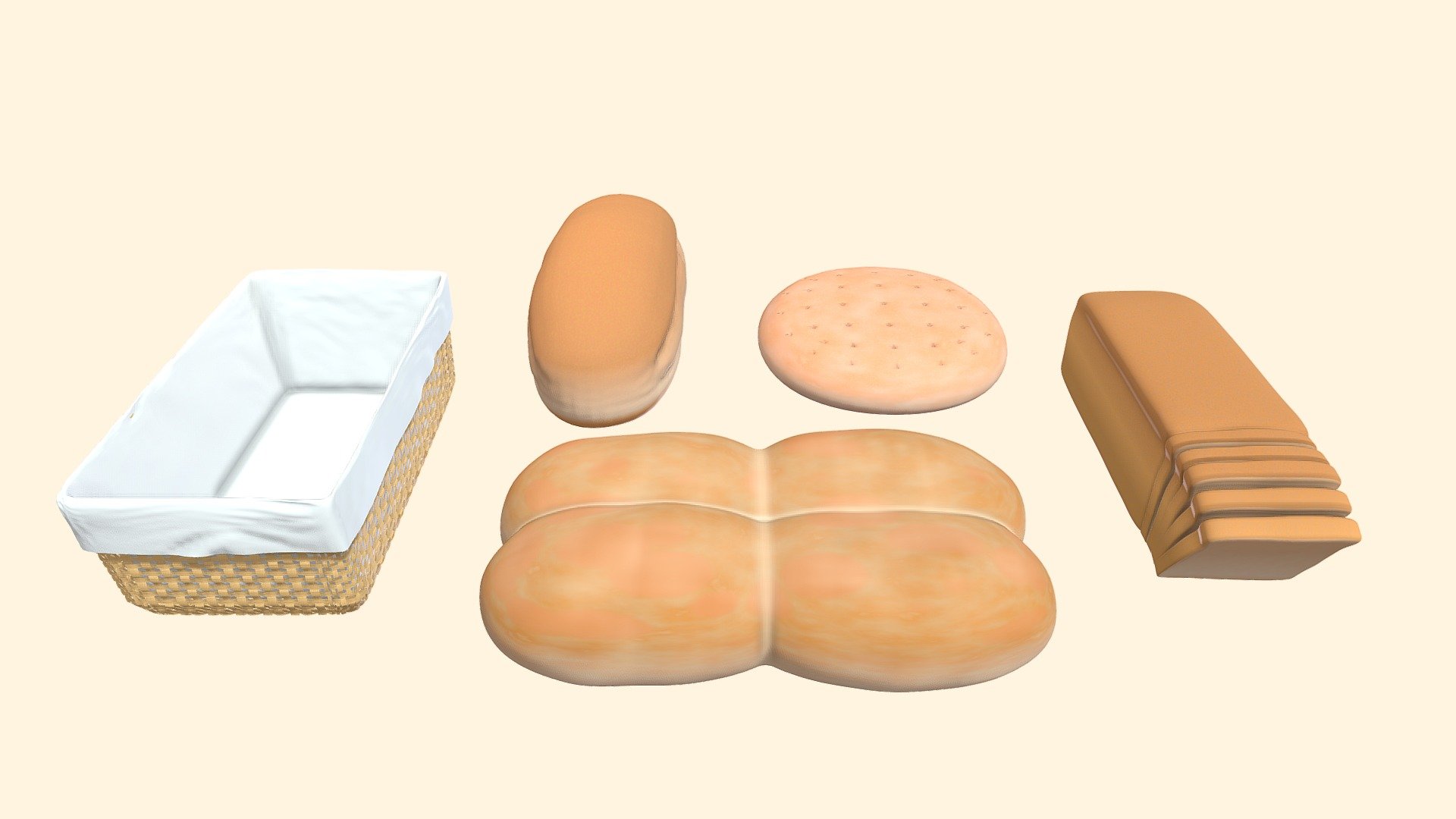 Set f 4 stylized breads - Buy Royalty Free 3D model by cpineda3d ...
