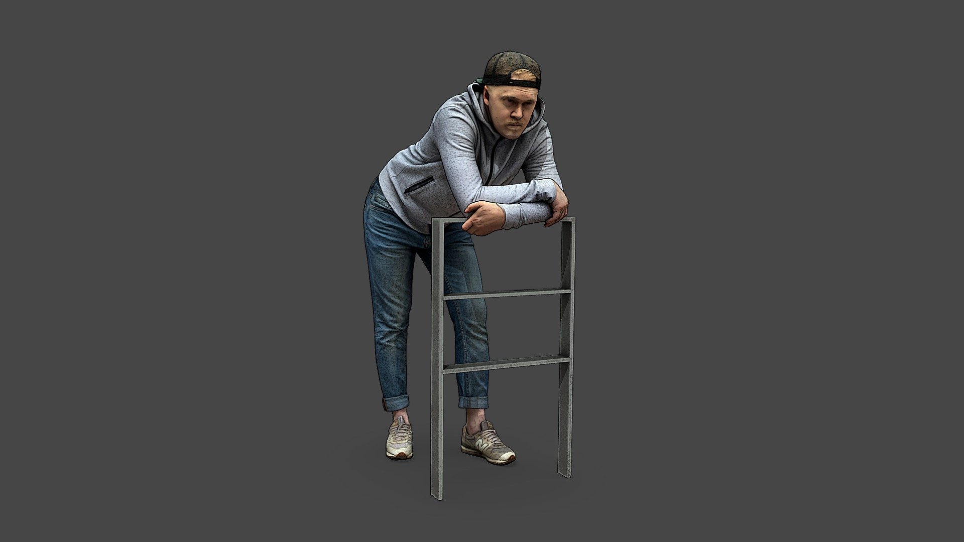 Guy in a Gray Sweatshirt Is Leaning on - 3D model by kanistra [6d51617 ...