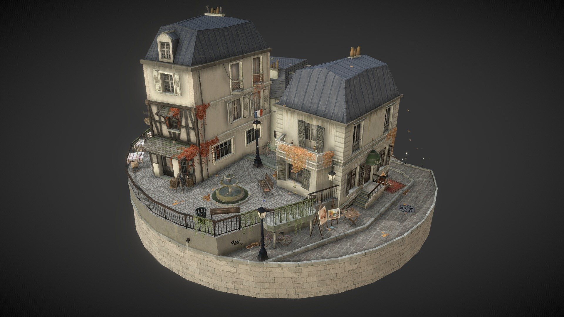 City scene Montmartre - 3D model by Amber_Fonteyne [6d85116] - Sketchfab