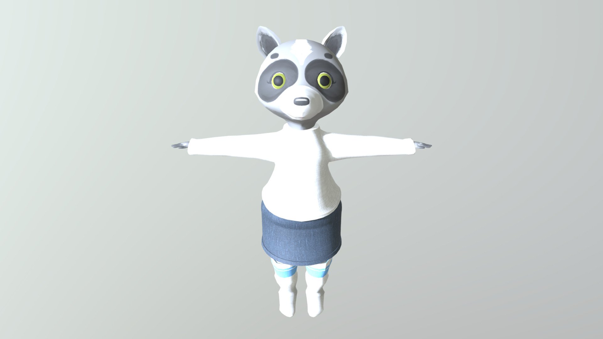 Lil Raccoon in a Sweater & Skirt Outfit - Download Free 3D model by ...