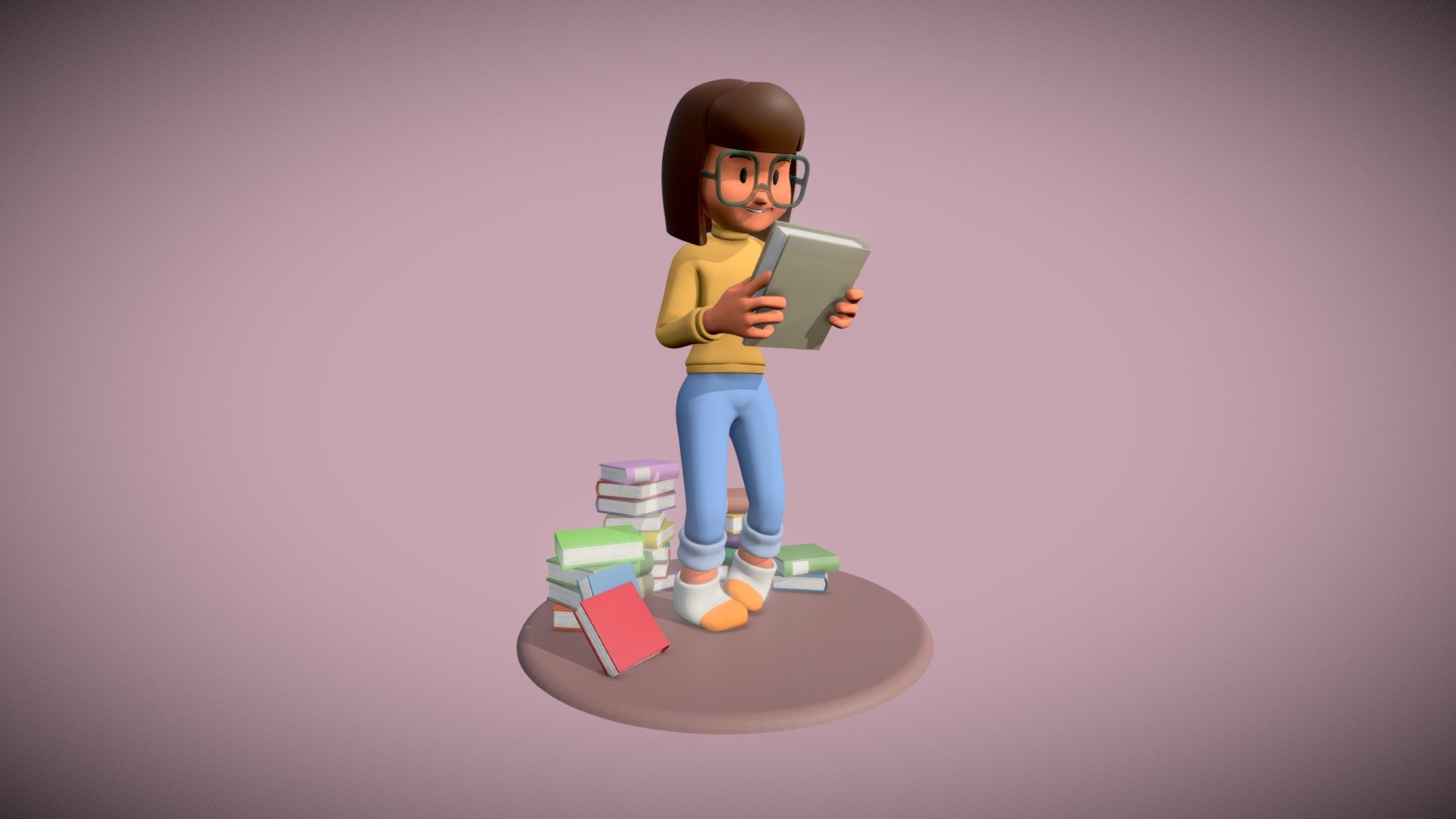 Bookworm Girl - Download Free 3D model by Mrlunettes [6d98d22] - Sketchfab