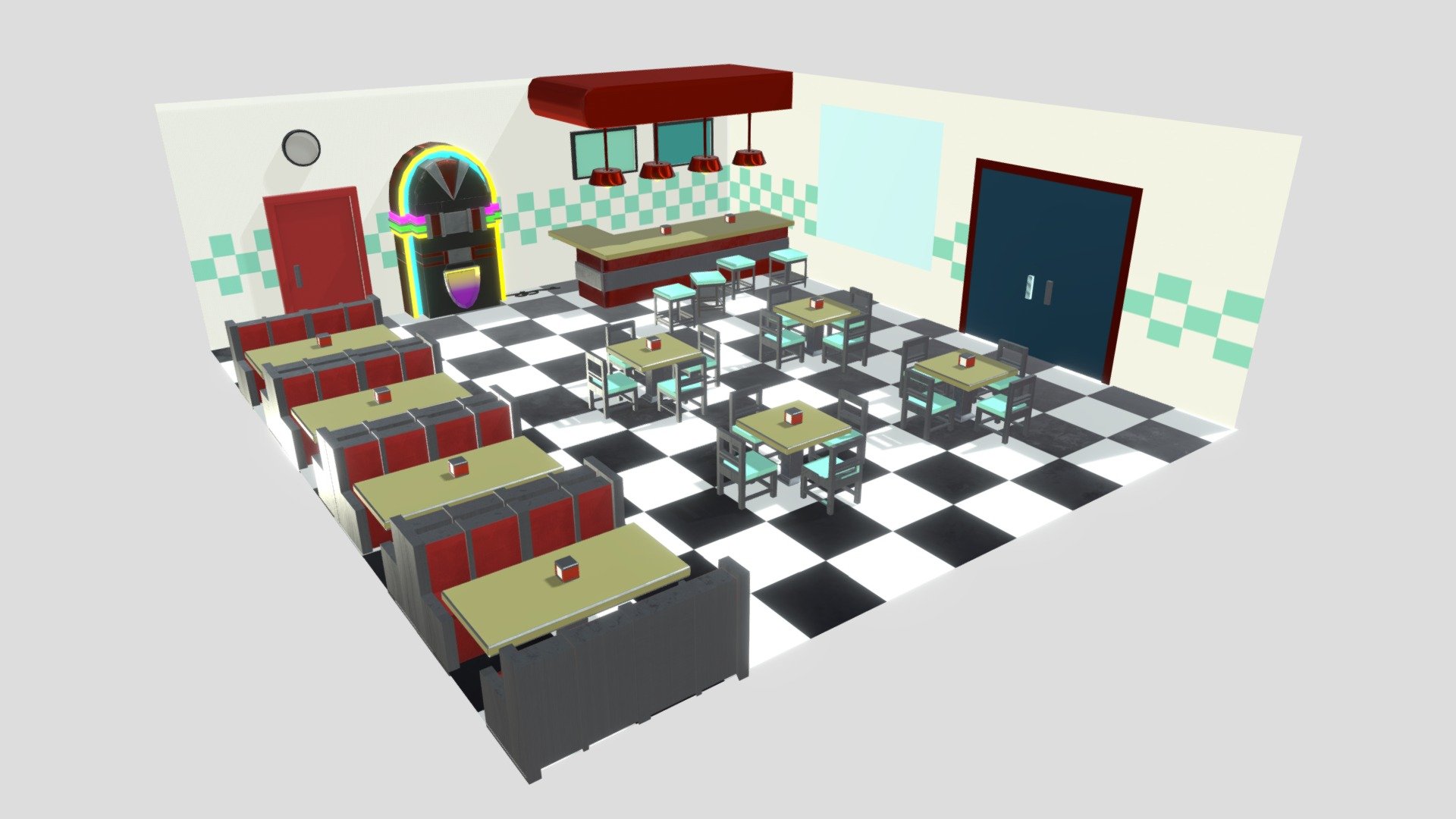 50s Diner - Download Free 3D model by danidvlds [6daf8ac] - Sketchfab