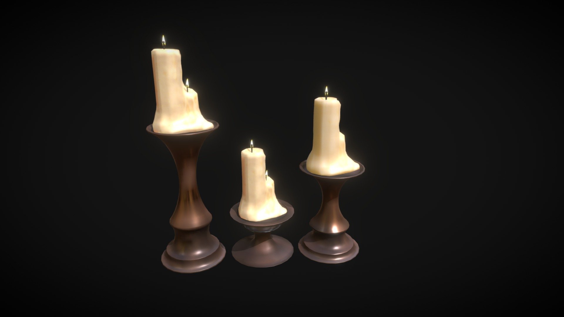 Antique Copper Candlestick Set - Buy Royalty Free 3D model by Clockwork ...