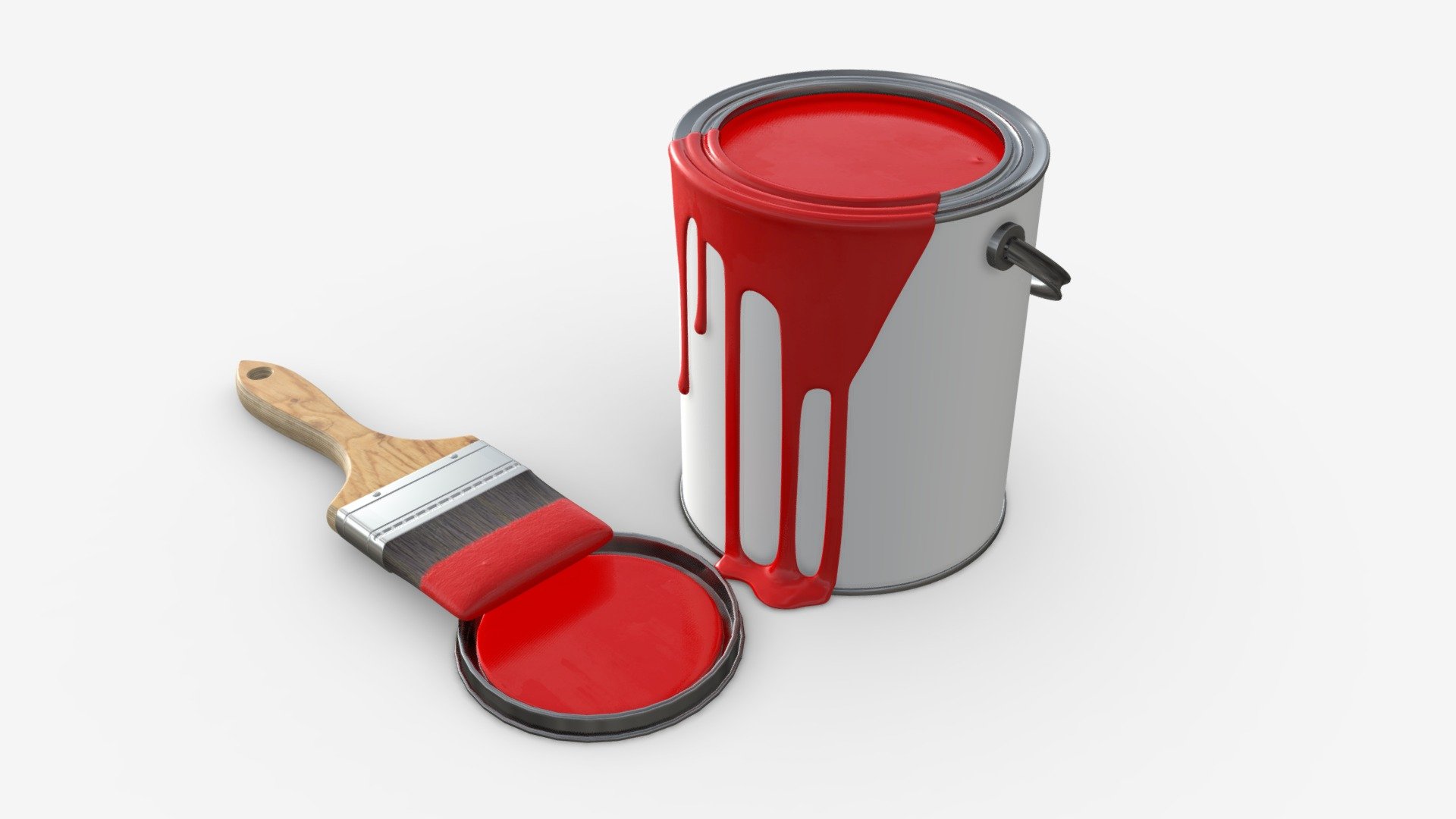 Paint bucket opened with brush 01 - Buy Royalty Free 3D model by ...