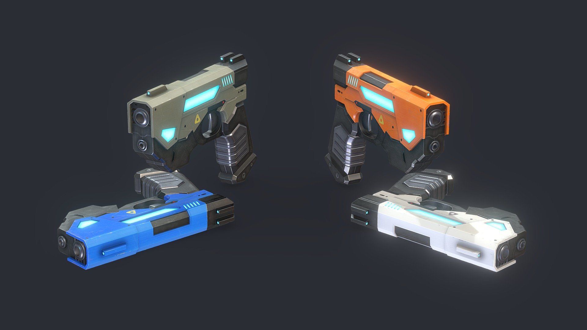Low Poly Cyberpunk Sci-Fi Pistol Gun Futuristic - Buy Royalty Free 3D ...