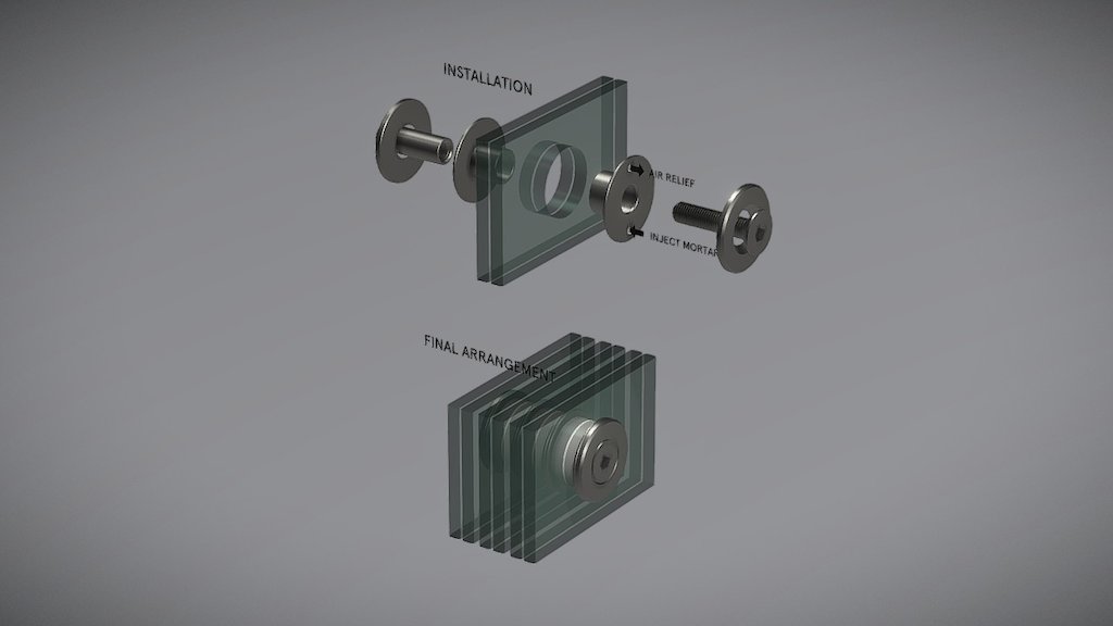 Grouted Glass Bolt Connection - 3D model by Prism (@prismfacades ...