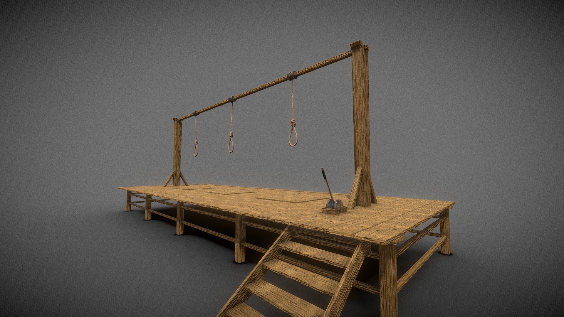 Wooden Execution Platform with Hanging Nooses - 3D model by yb2o4 ...