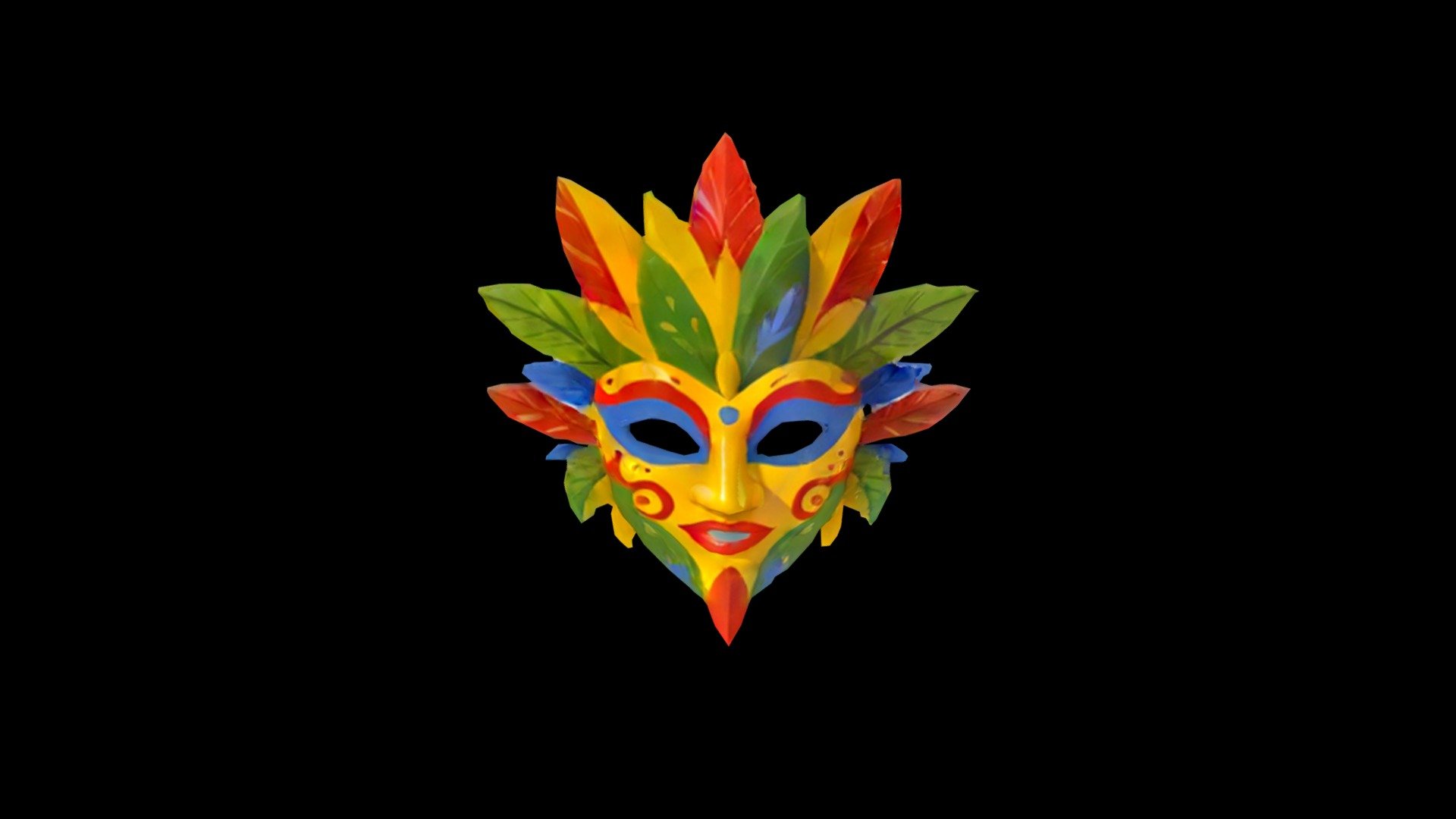 A colorful mask with red, yellow, green, and blu - Download Free 3D ...