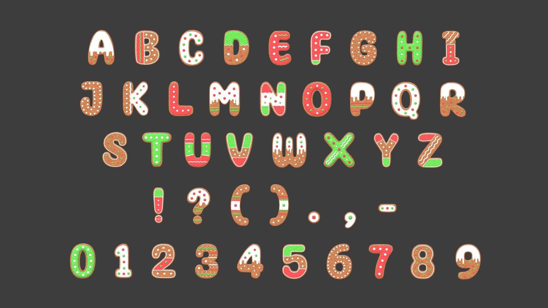 Gingerbread Christmas Cookie Alphabet Set 1 - Buy Royalty Free 3D model ...