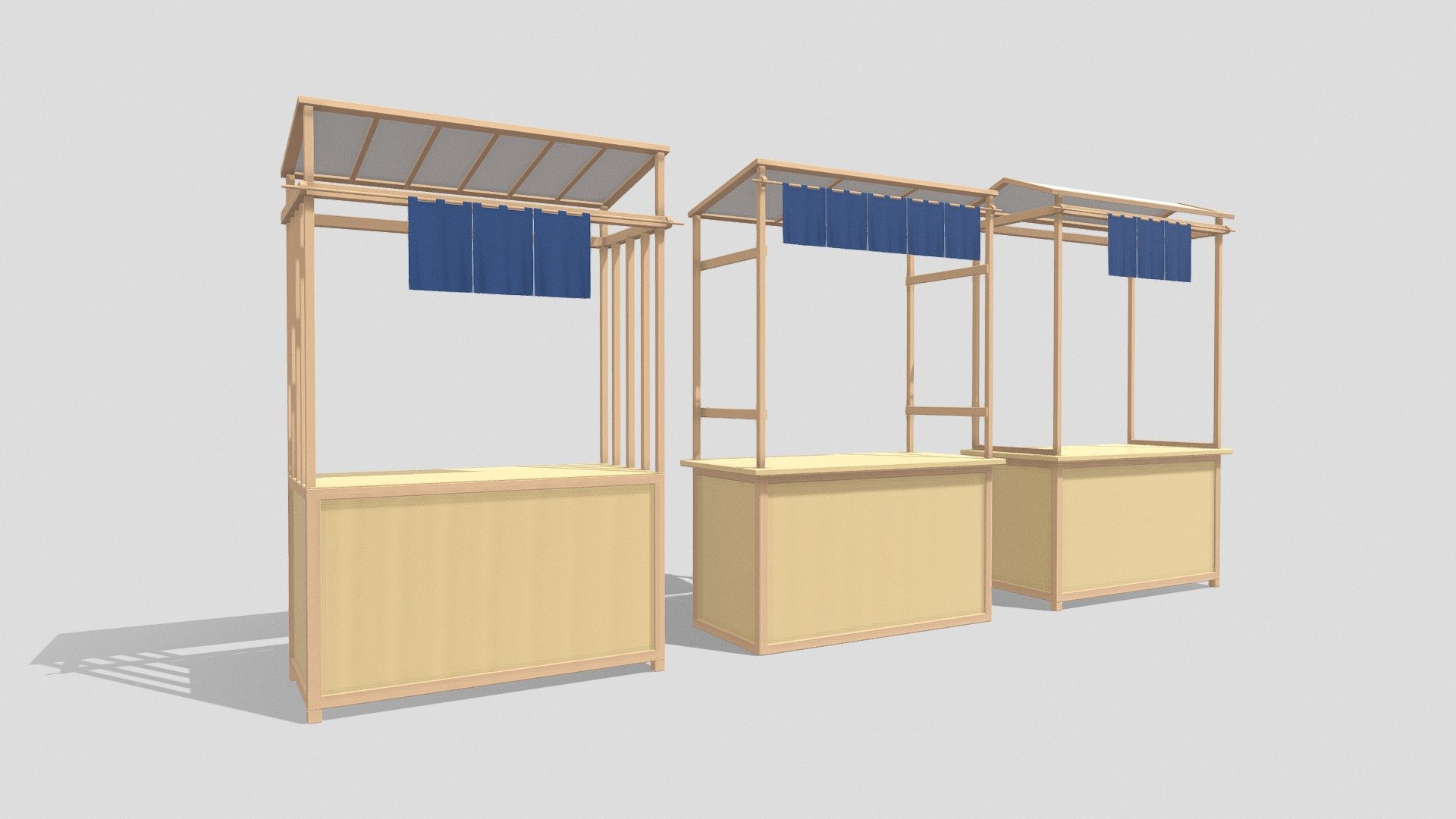 Asian Wooden Food Stands - Buy Royalty Free 3D model by CGBee (@cg.bee ...