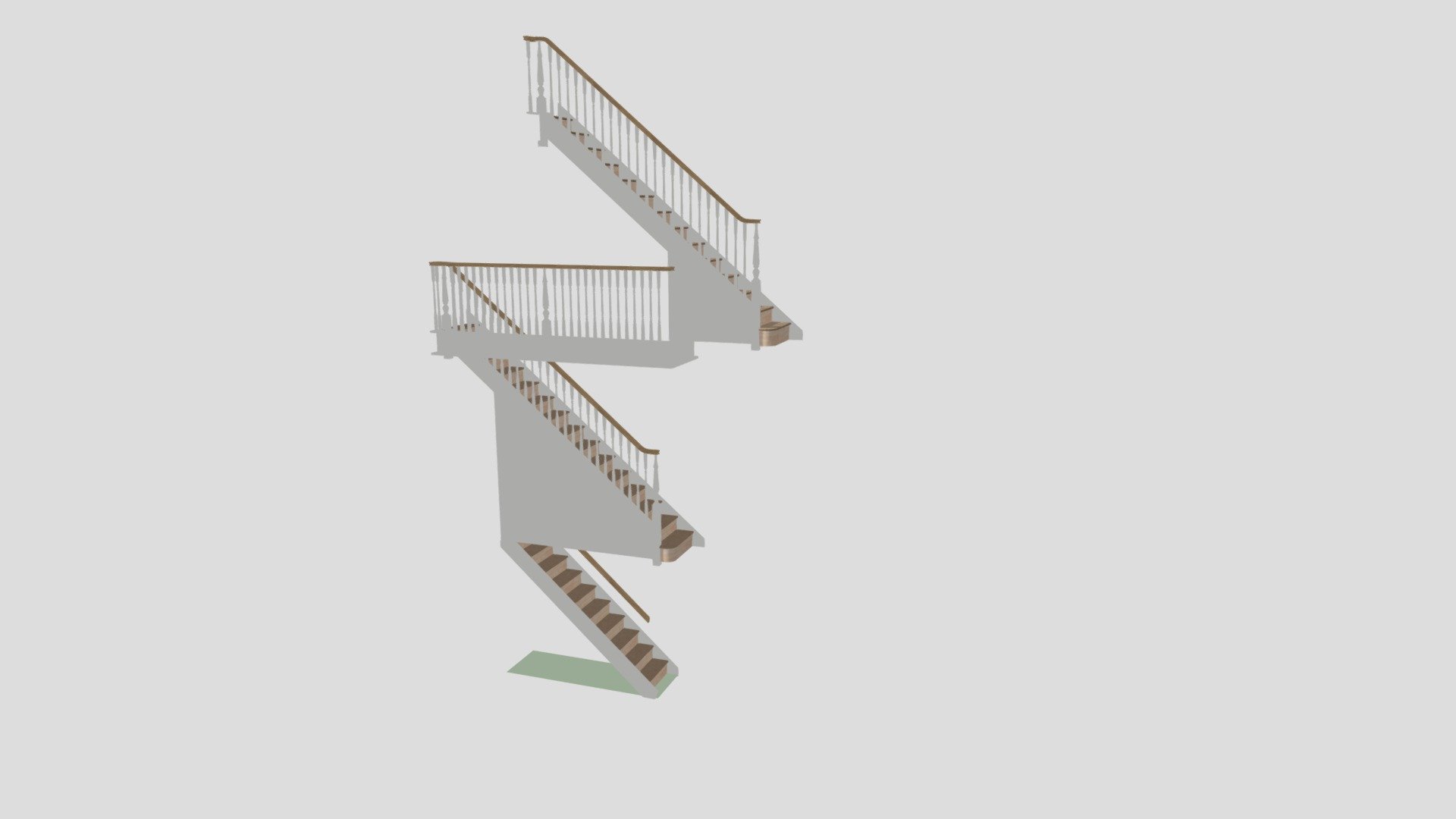 Continuous Handrail - Turned Newels - 3D model by David Smith St Ives ...