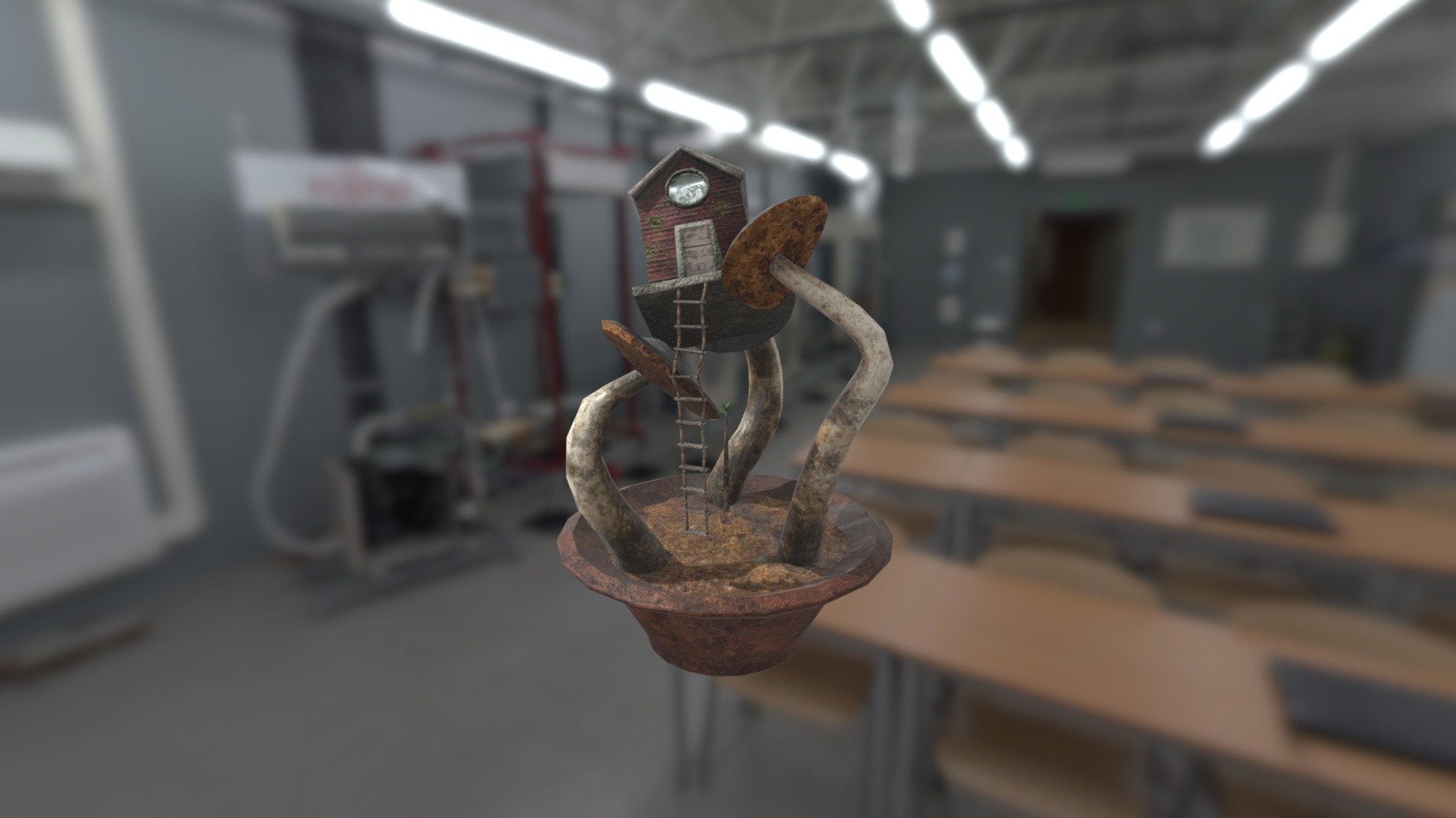 Mushroom treehouse in flower pot - 3D model by Ponchovy [6e22153 ...