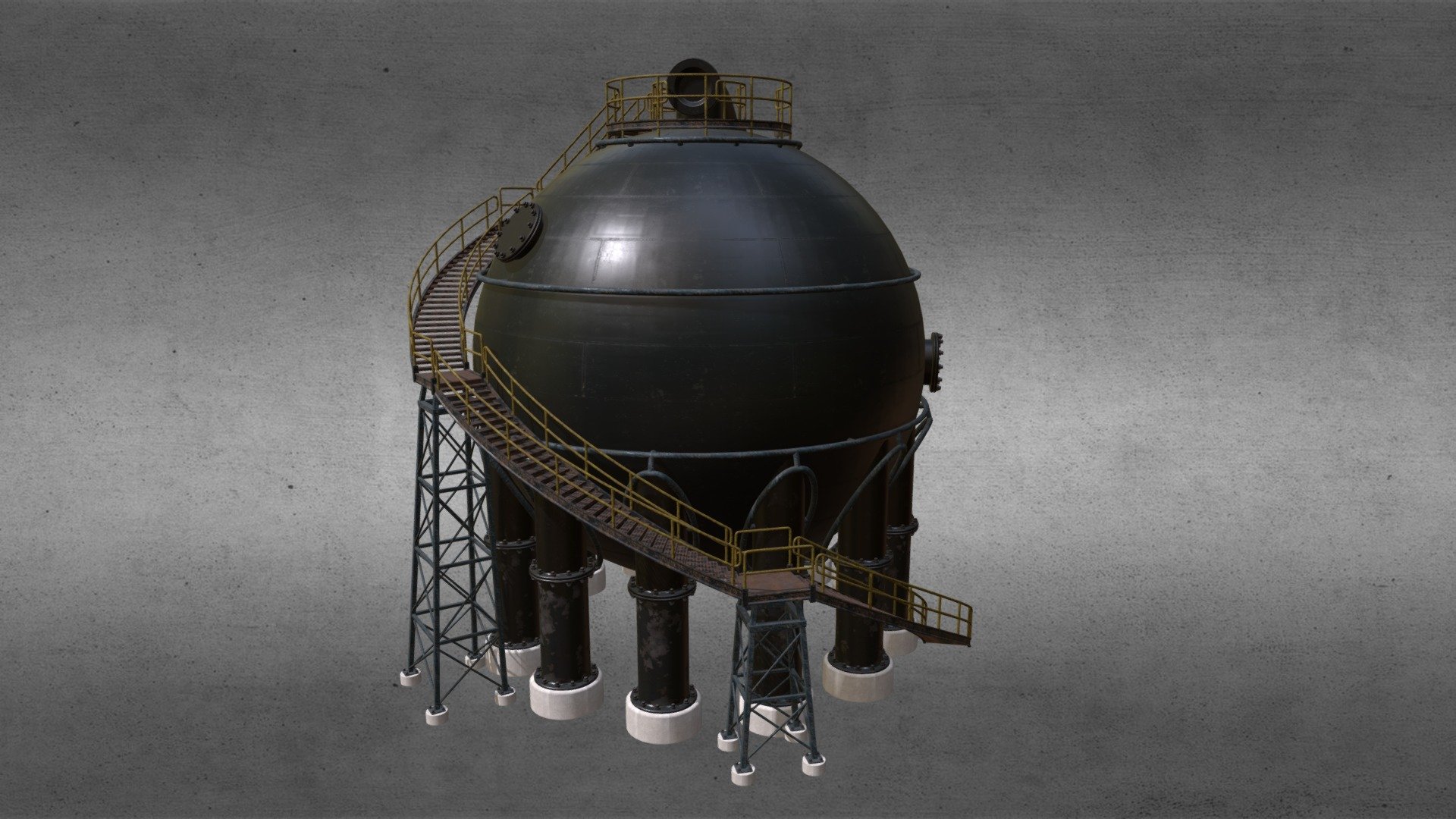 Rusty Spherical Tank - 3D model by rwana [6e58d47] - Sketchfab