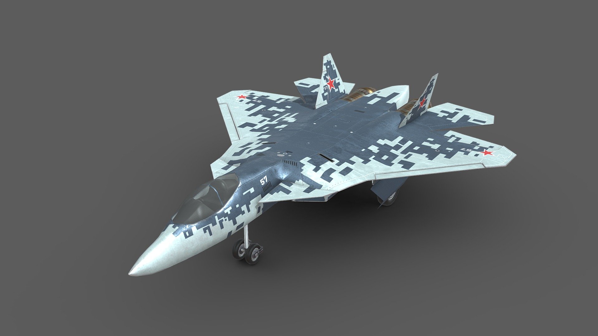 Sukhoi Su_57 - low poly - Buy Royalty Free 3D model by 1Quad (@1.Quad ...