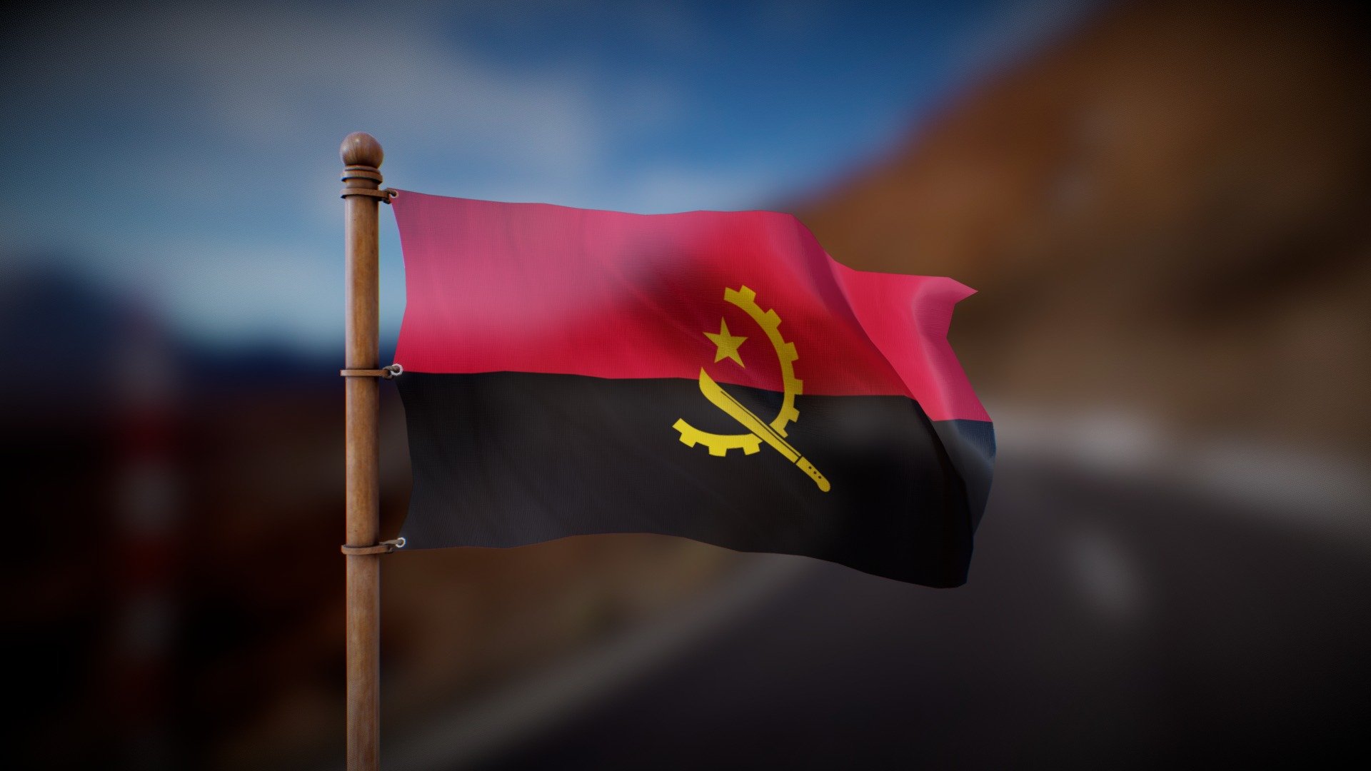 Flag of Angola - Wind Animated Loop - Buy Royalty Free 3D model by ...