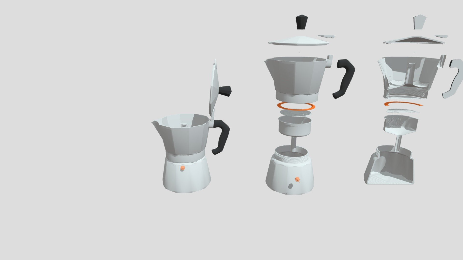 Coffee Maker, Italian Moka Pot, Individual Parts - Download Free 3D ...
