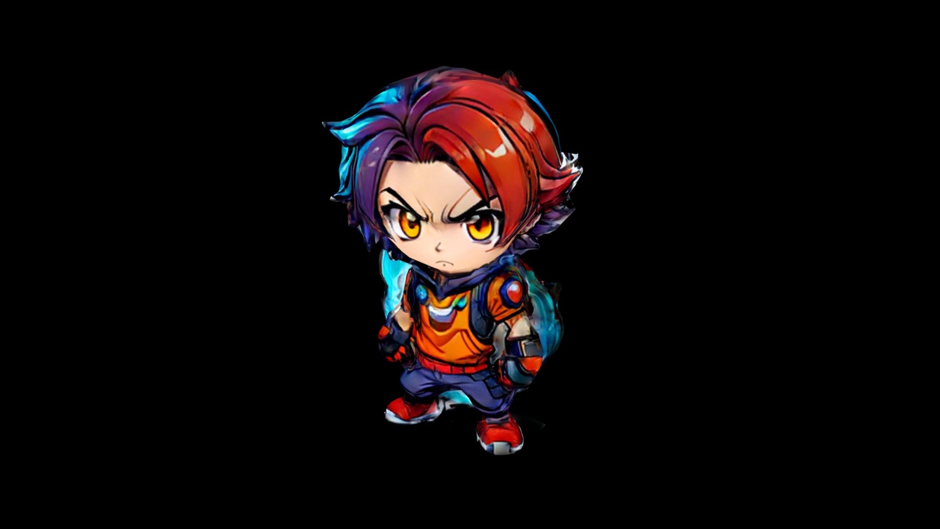 A chibi-style character with orange and blue hai - Download Free 3D ...