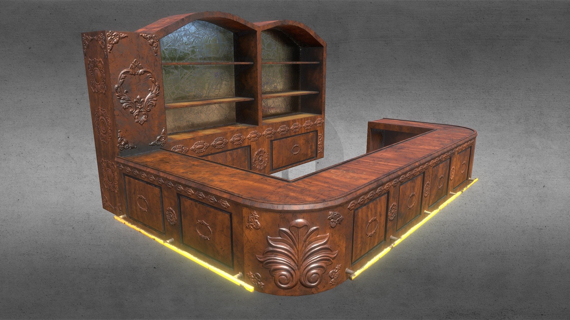 Old ornate bar counter - 3D model by gallacs [6e9a1ab] - Sketchfab
