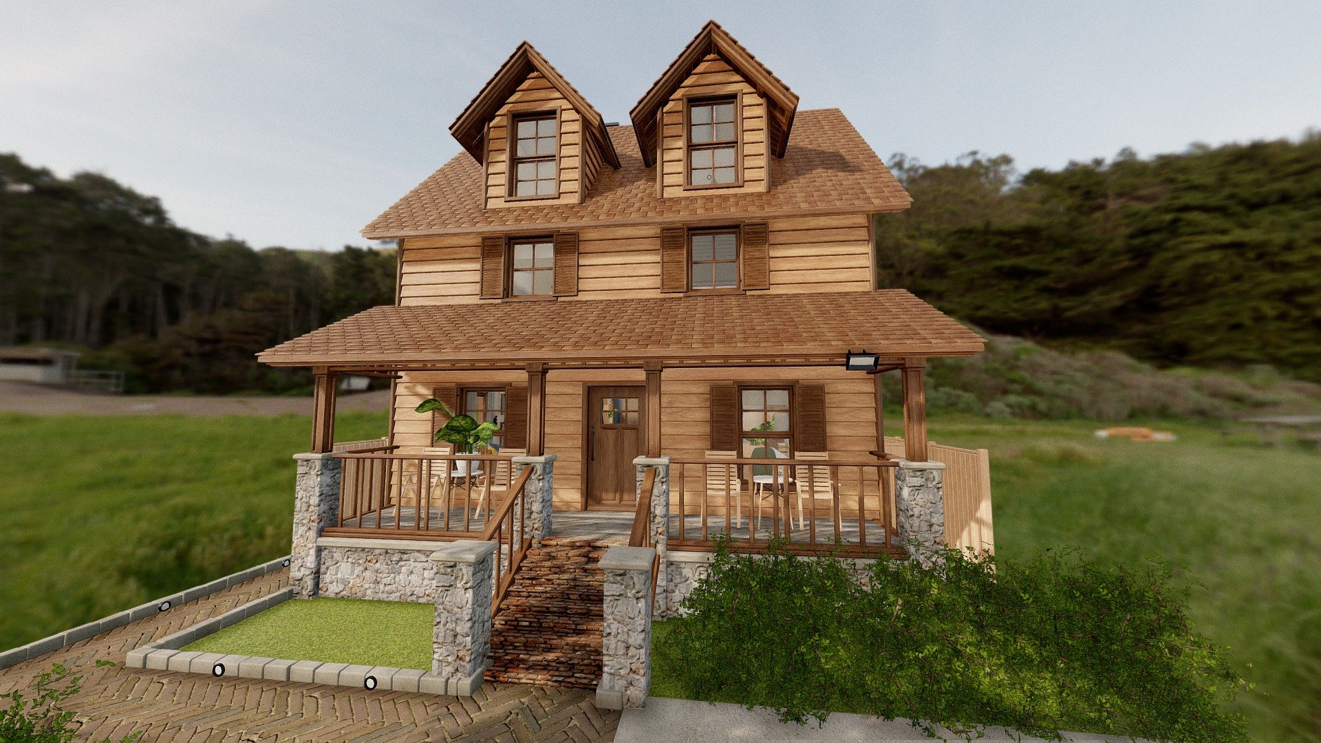 Modular Classic Style American House 6 - Buy Royalty Free 3D model by ...