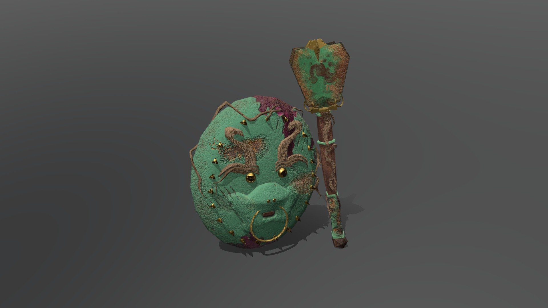 A bronze shield and a bladed mace - 3D model by s240109 [6ec8065 ...
